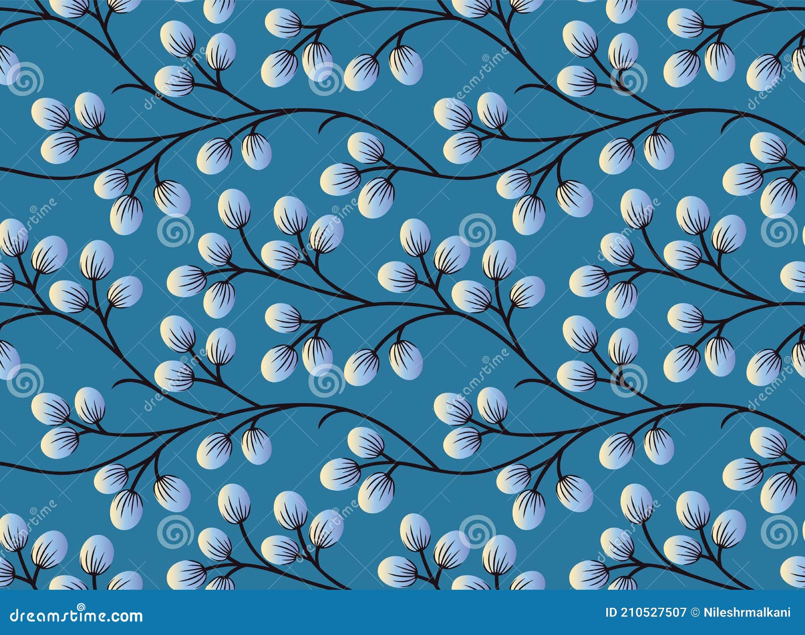 Seamless Cute Blue Floral Pattern Design Stock Vector - Illustration of ...