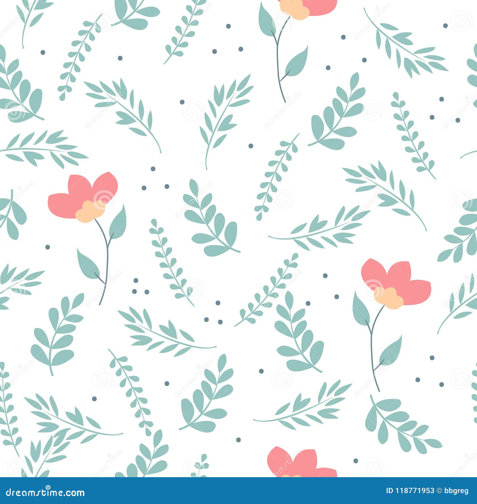Seamless Cute Floral Vector Pattern Background. Flower Pattern on White ...
