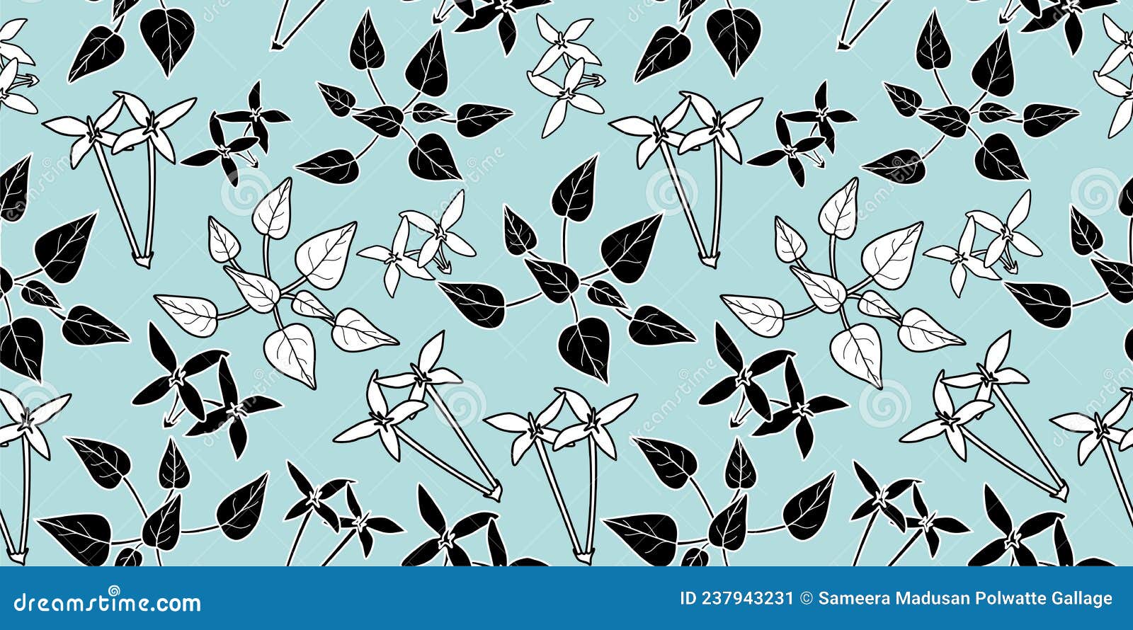 Seamless Cute Floral Vector Pattern. Blue Background Stock Vector ...