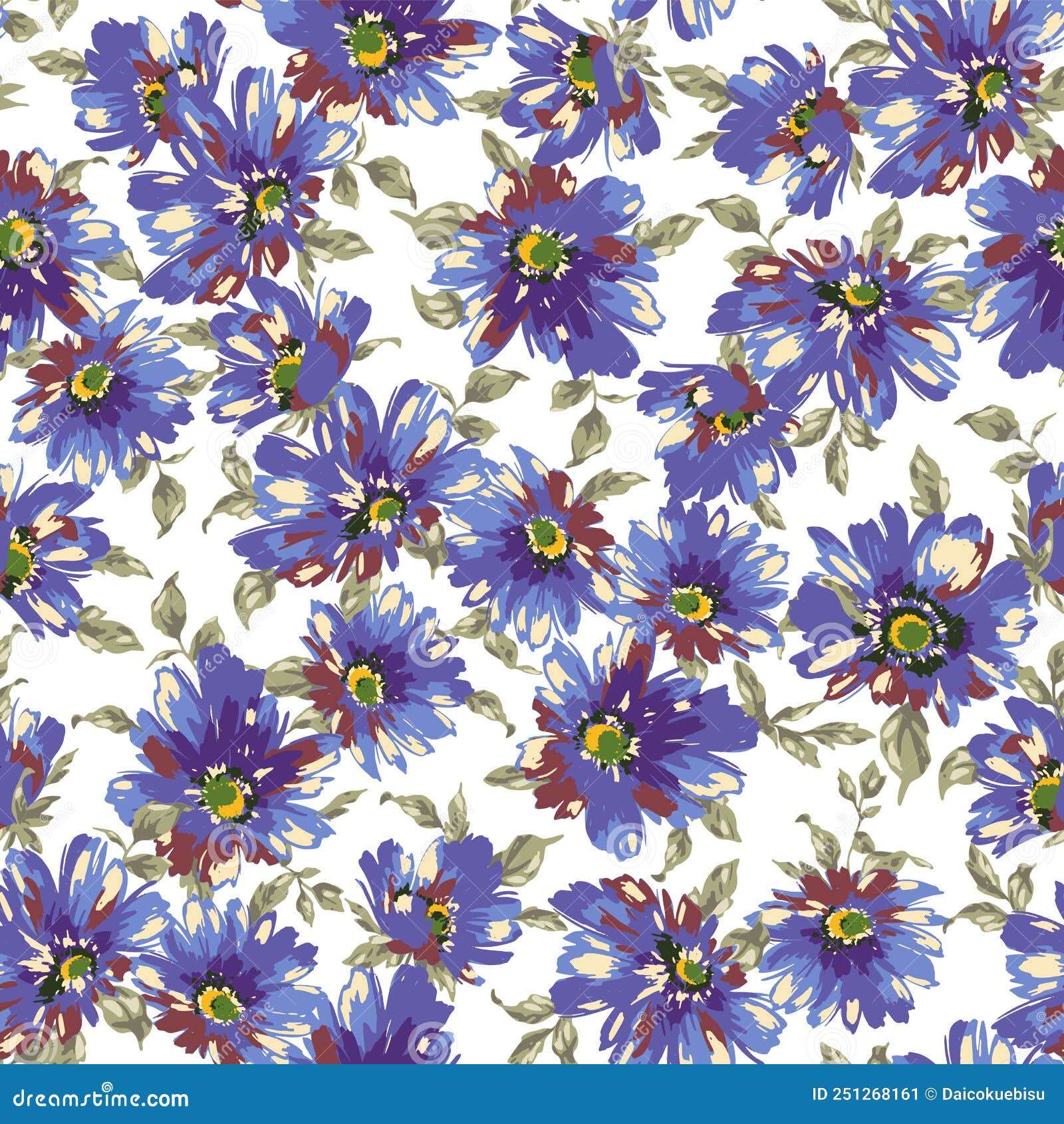 Seamless and Abstract Flower Illustration Pattern, Stock Vector ...