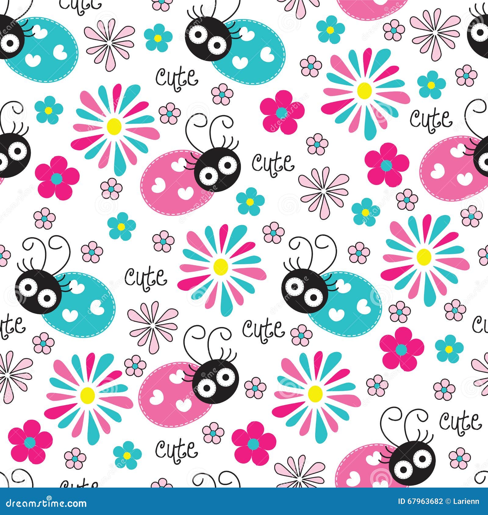 Ladybird Pattern. Ladybug Seamless Pattern Design. Cartoon Vector ...