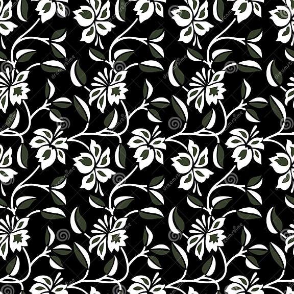 Seamless Floral Pattern on Dark Background Stock Vector - Illustration ...