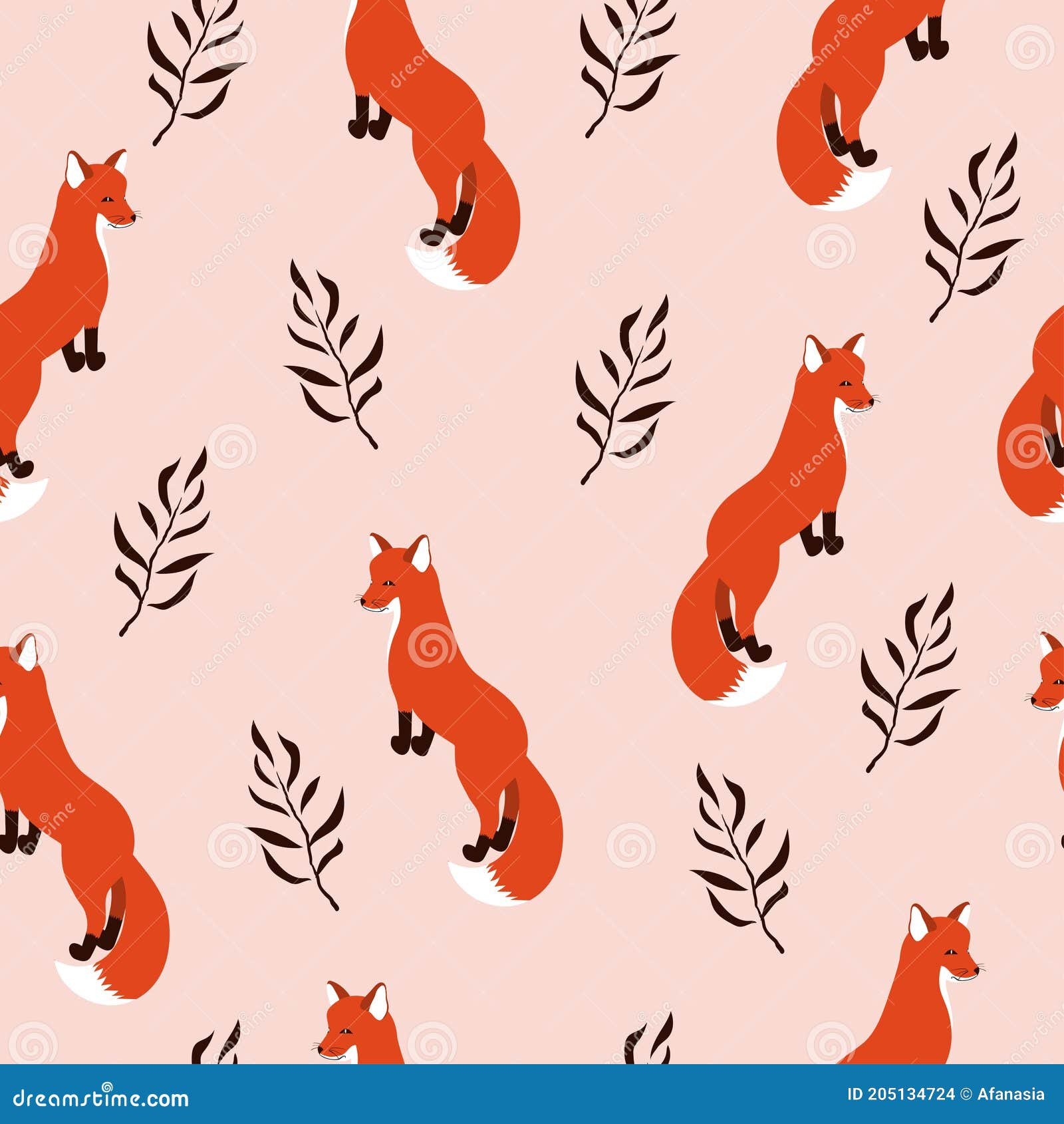 Seamless Cute Fox Pattern. Vector Illustration Stock Vector ...