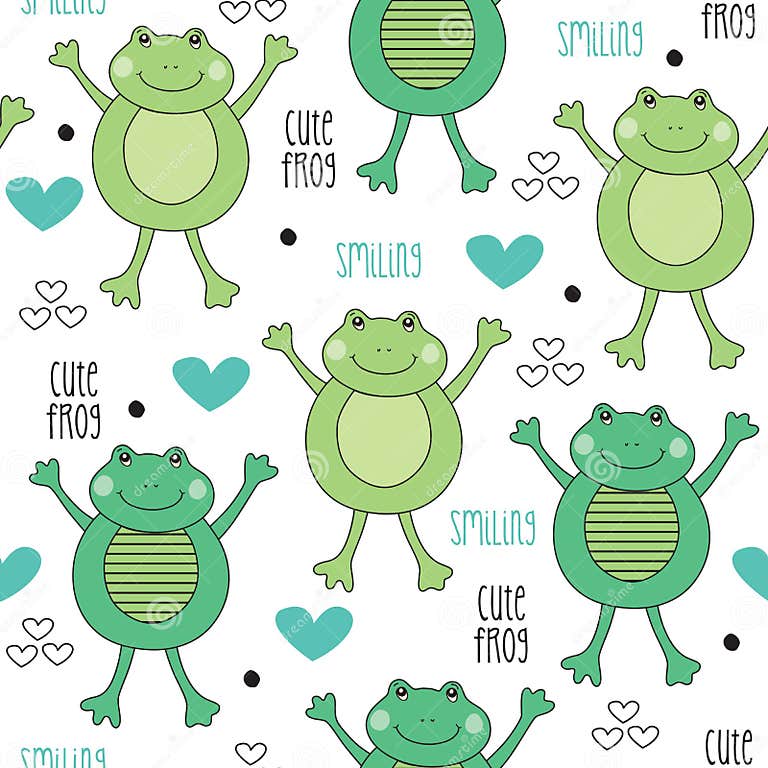 Seamless Cute Frog Pattern Vector Illustration Stock Vector ...