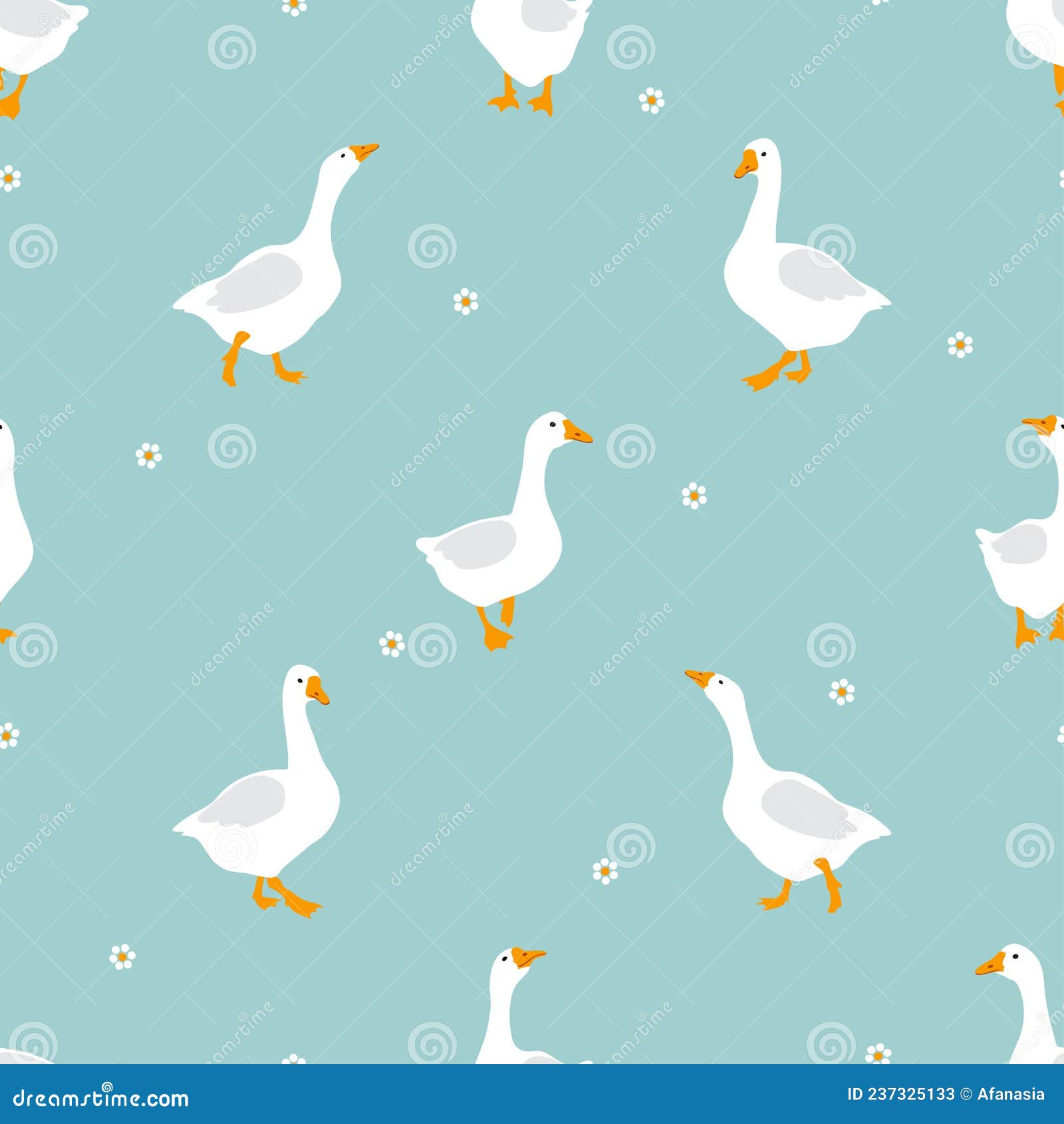 Cute Geese In Different Poses. Cartoon Flat Style Farm Animals Birds ...