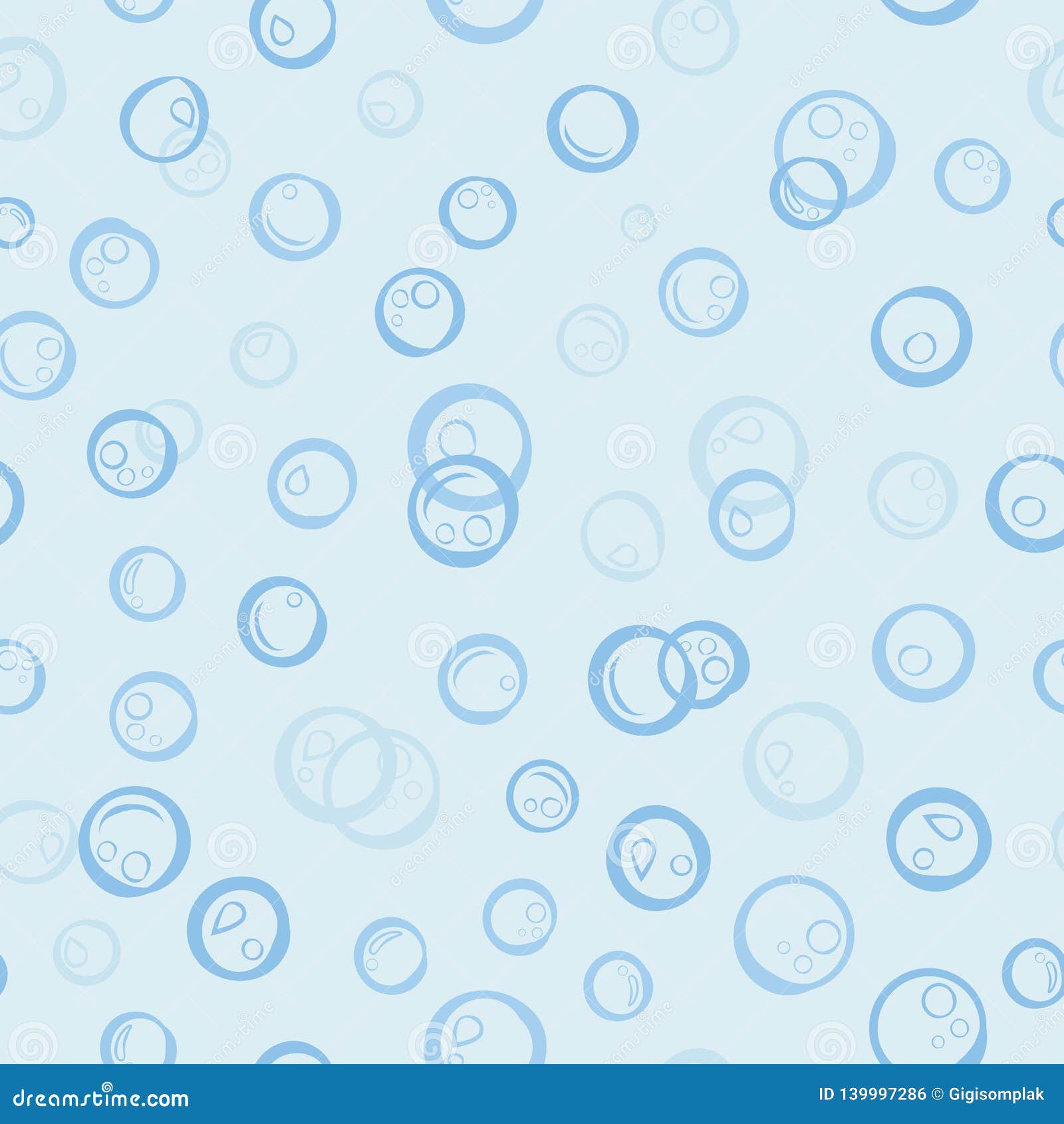 Seamless Cute Hand Draw Blue Bubble Pattern for Background, Paper Wrap ...