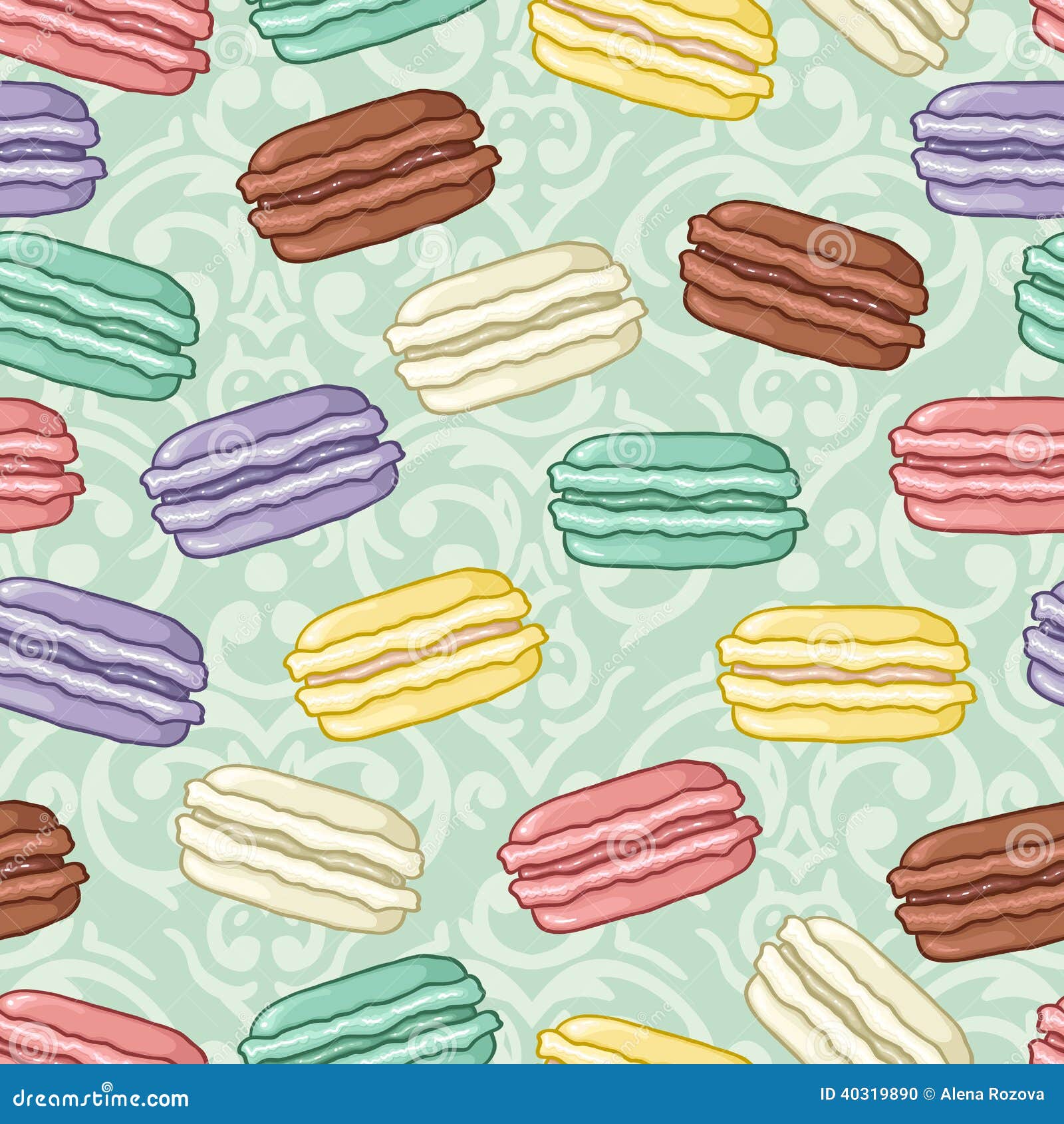 Seamless Cute Macaroon Pattern Stock Vector - Illustration of turquoise ...