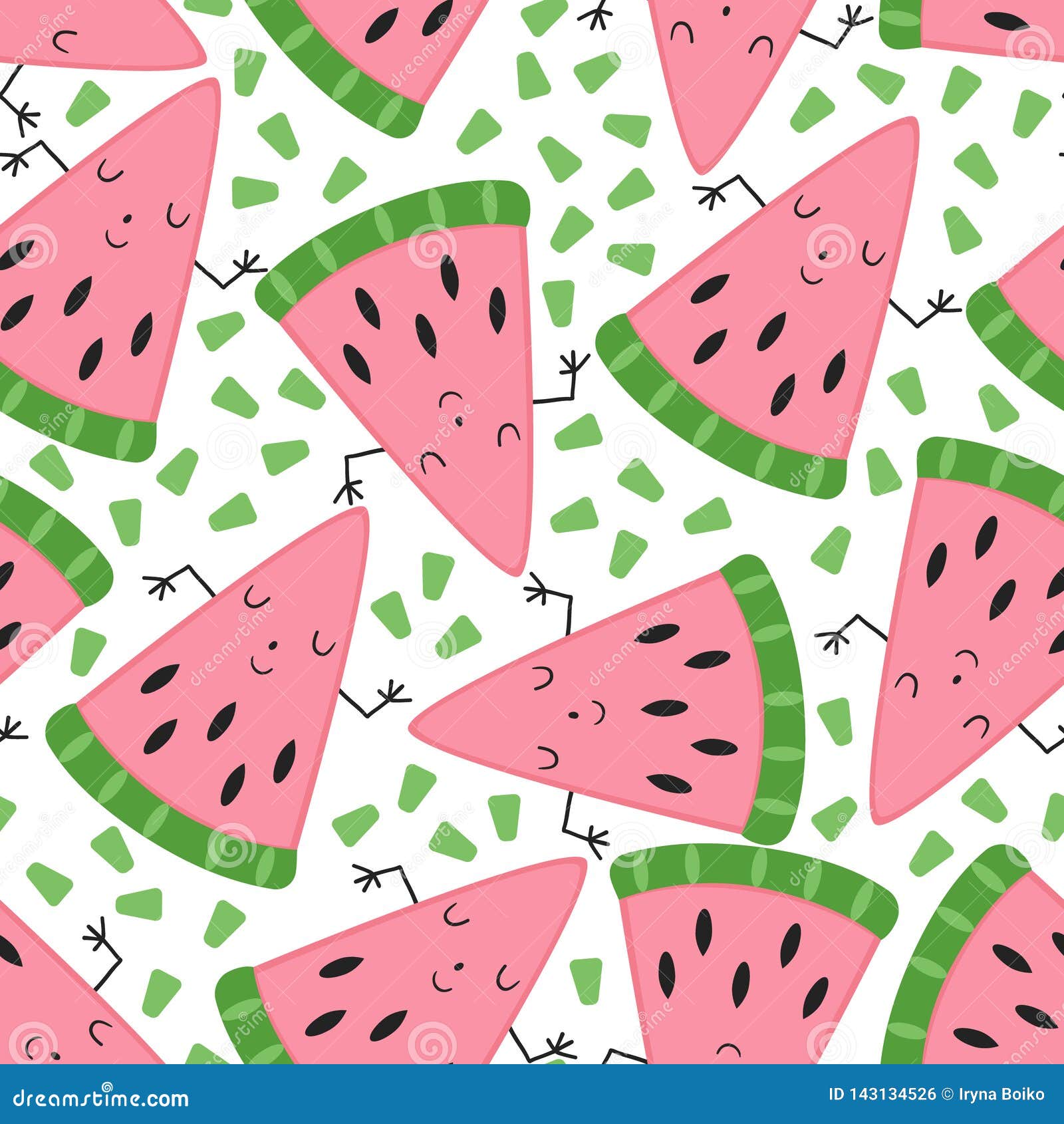 Seamless Cute Melon Fruit Pattern Vector Illustration Stock Vector ...