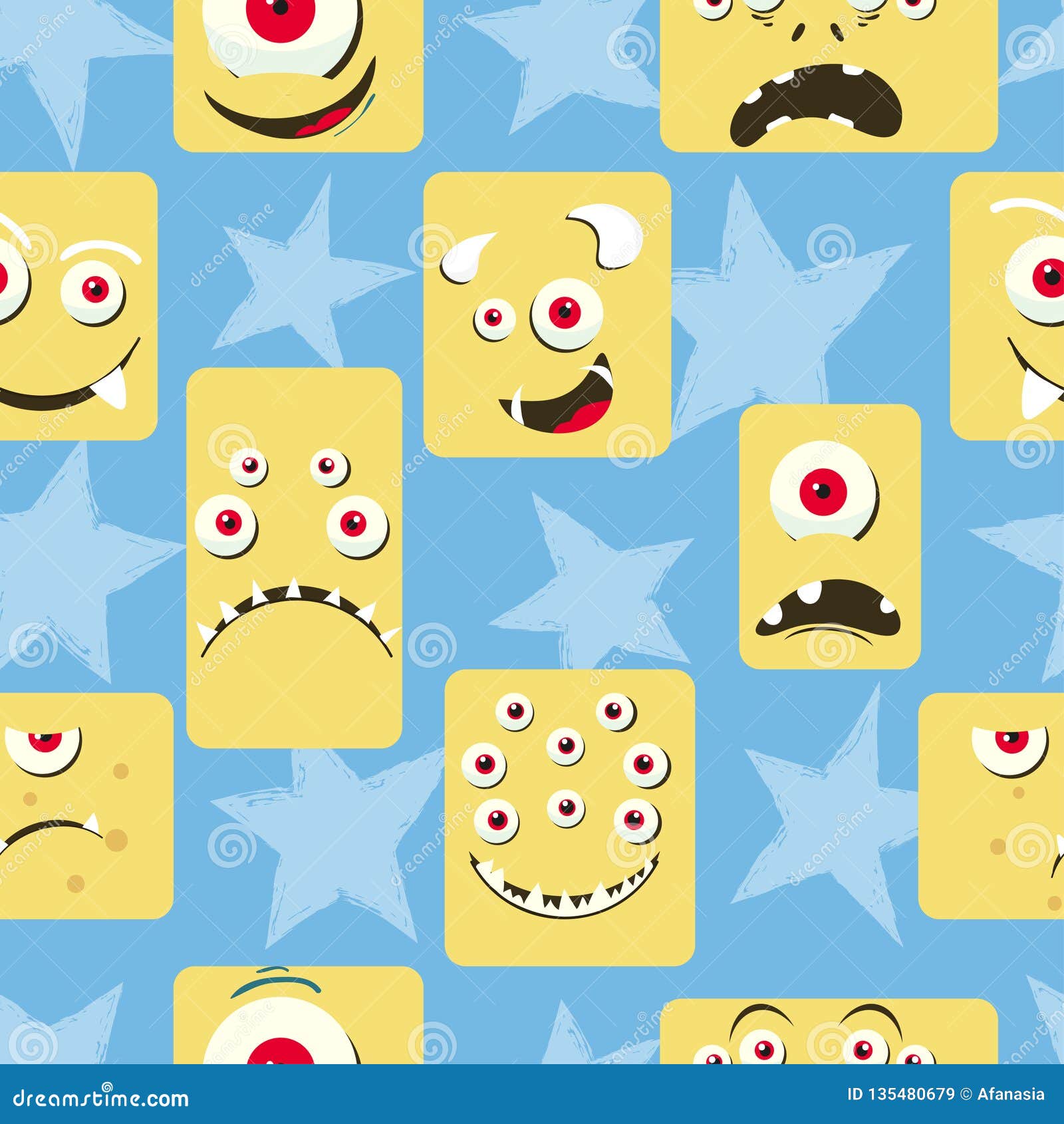 Seamless Cute Monsters Pattern. Vector Background for Kids Stock Vector ...