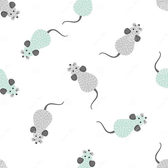 Seamless Cute Mouse Pattern. Stock Vector - Illustration of fabric ...
