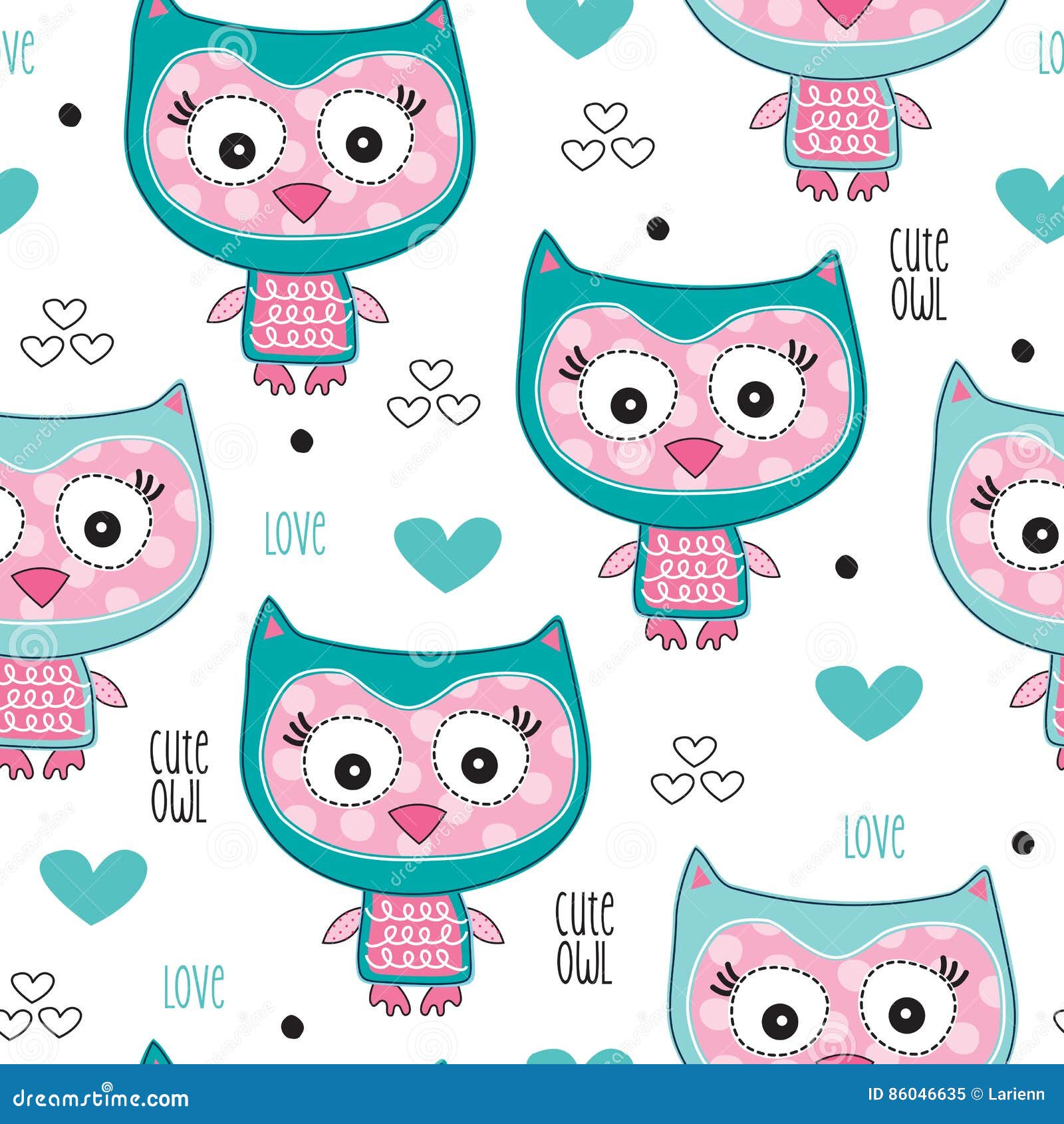 Seamless Cute Owl Pattern Vector Illustration Stock Vector ...