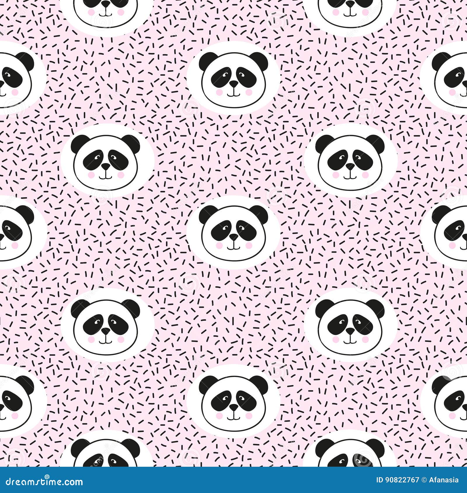 Seamless Cute Panda Pattern on Pink Stock Vector - Illustration of ...