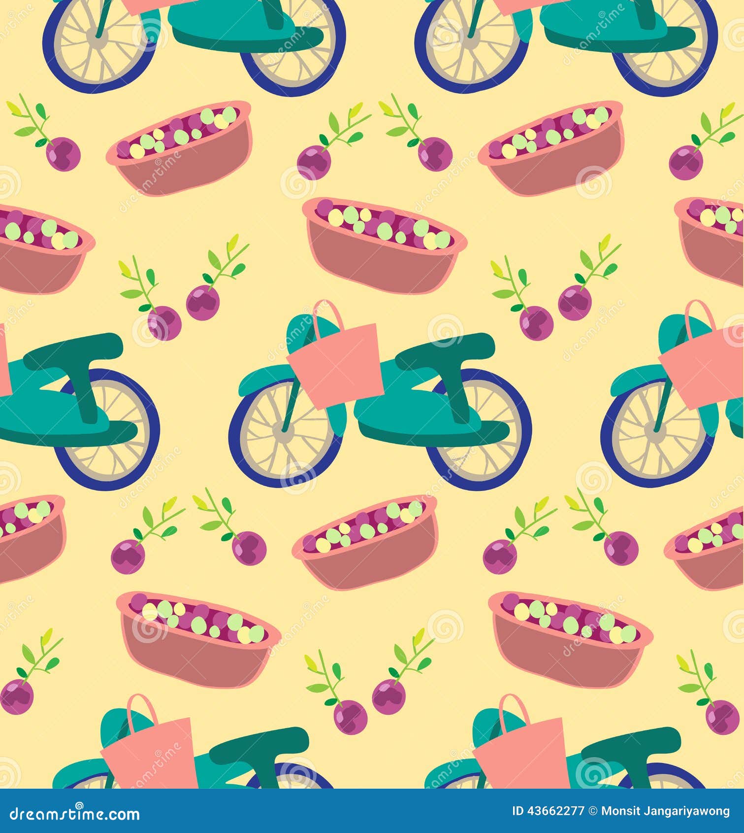 Seamless Cute Pastel Color of Everyday Life Object Stock Illustration ...