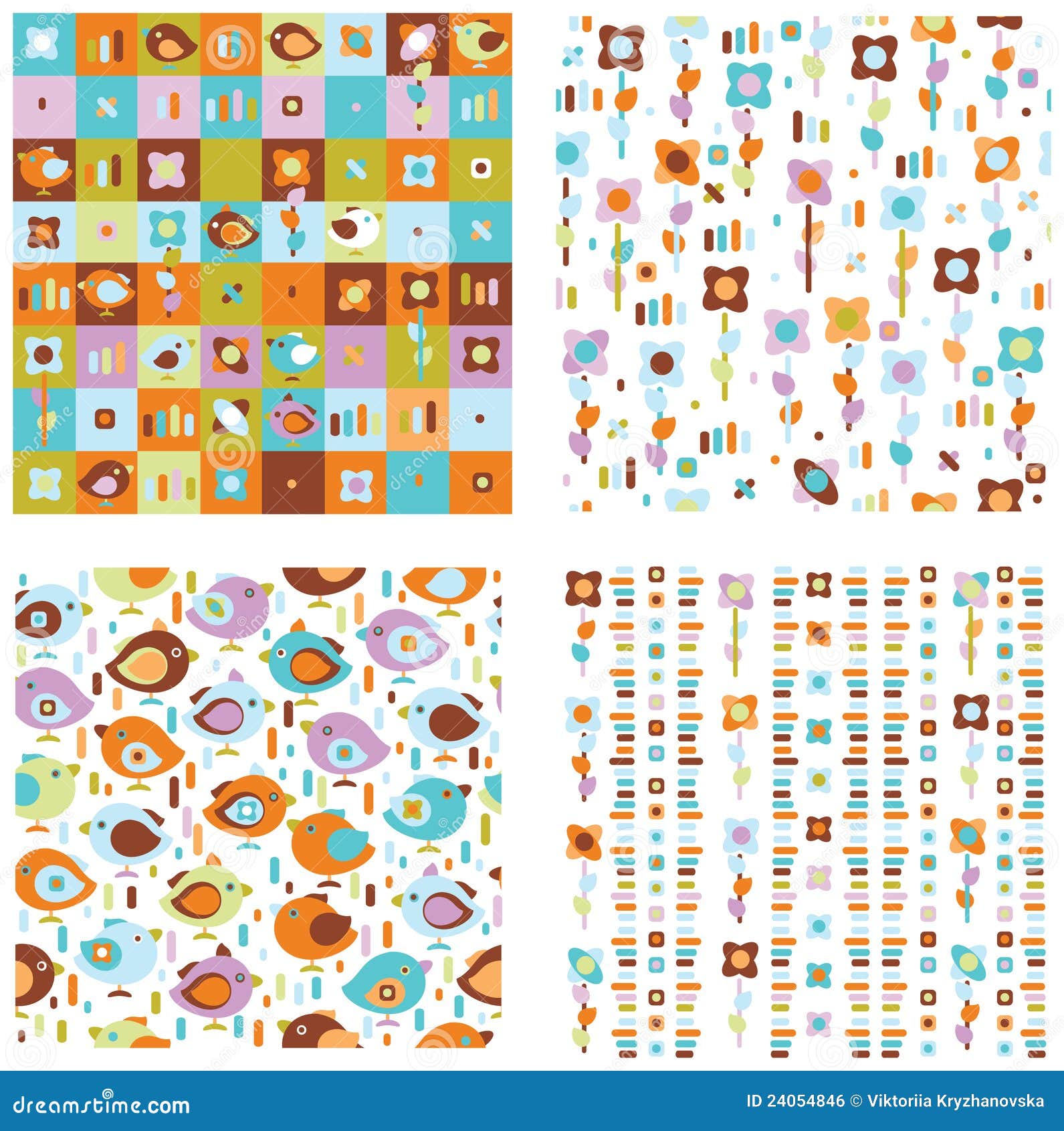 Seamless Cute Patterns for Spring Design. Stock Illustration ...