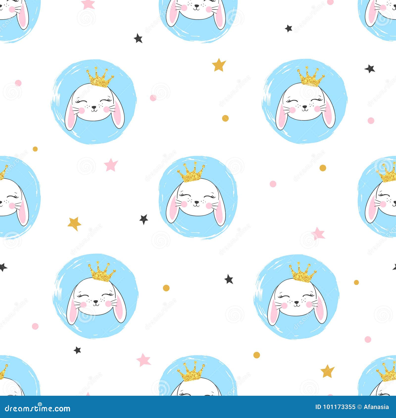 Seamless Cute Princess Bunny Pattern. Stock Vector - Illustration of ...