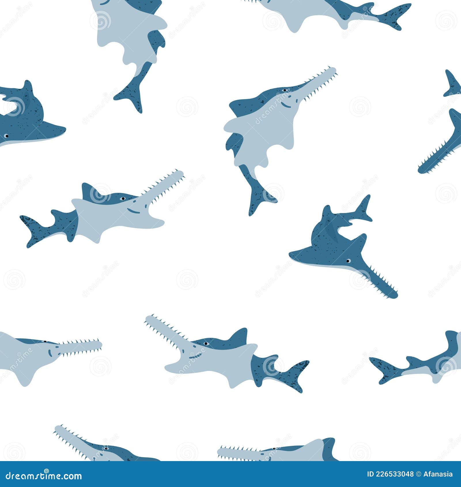 Sawfish Pattern Seamless. Marine Predator Saw Fish Background. Vector ...