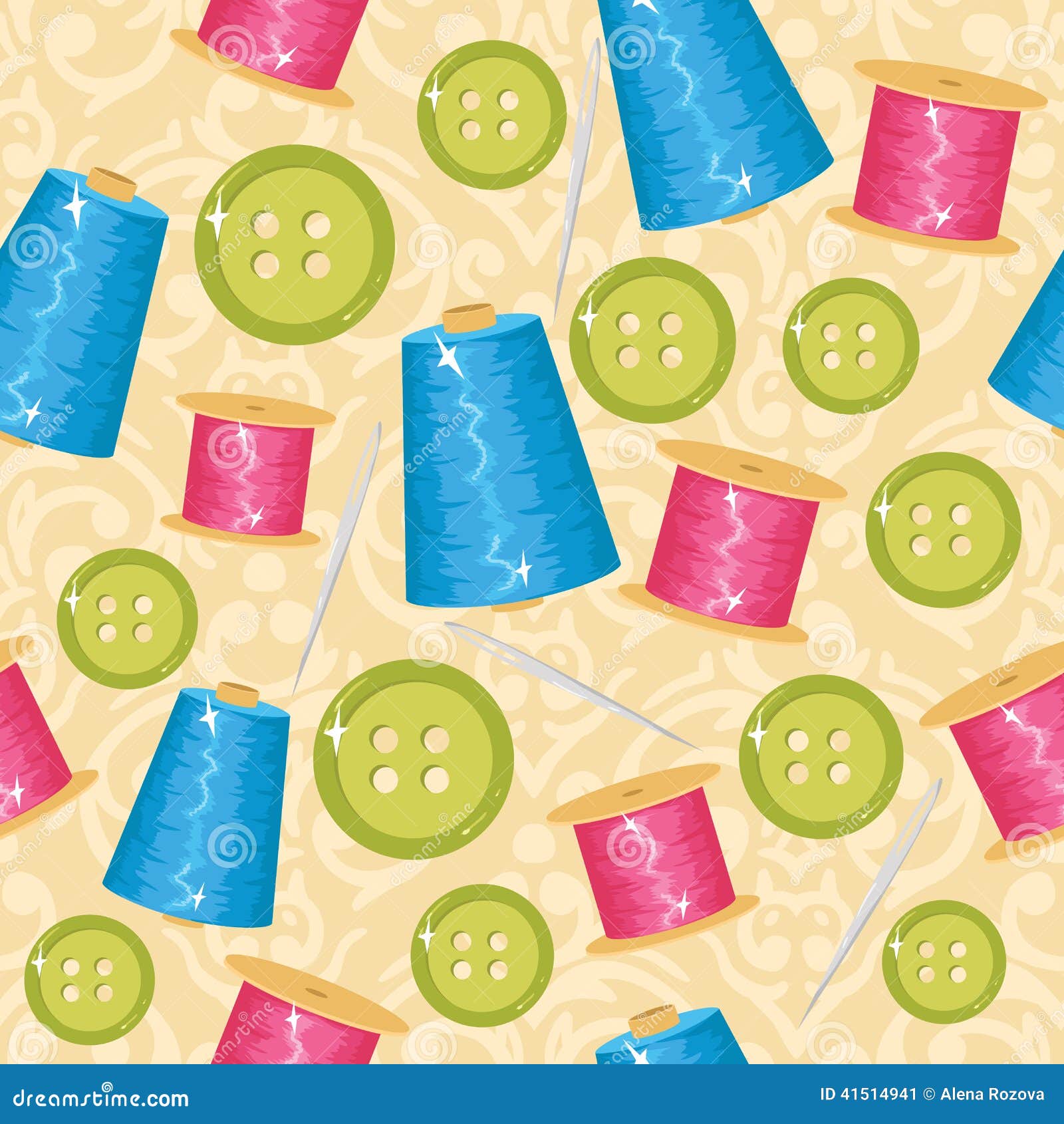 Seamless Cute Sewing Background Stock Illustration - Illustration of ...