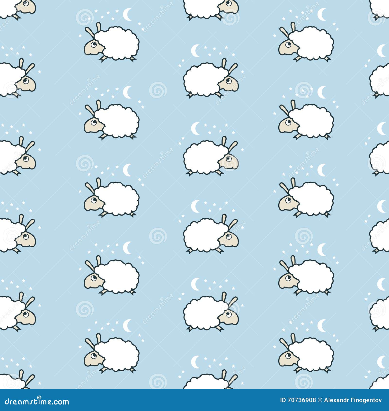 Seamless Cute Sheep Pattern. Stock Illustration - Illustration of ...