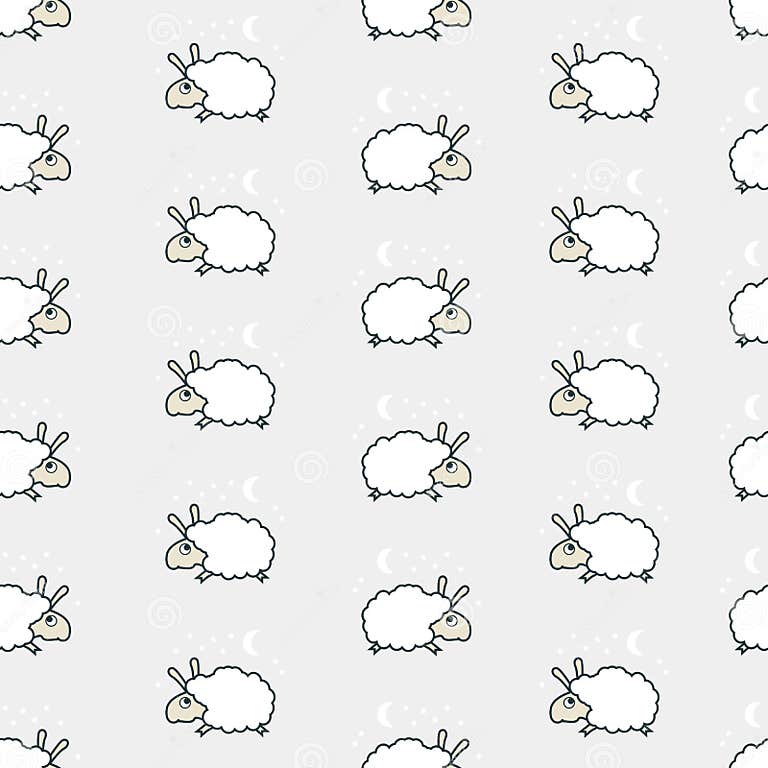 Seamless Cute Sheep Pattern. Stock Illustration - Illustration of color ...