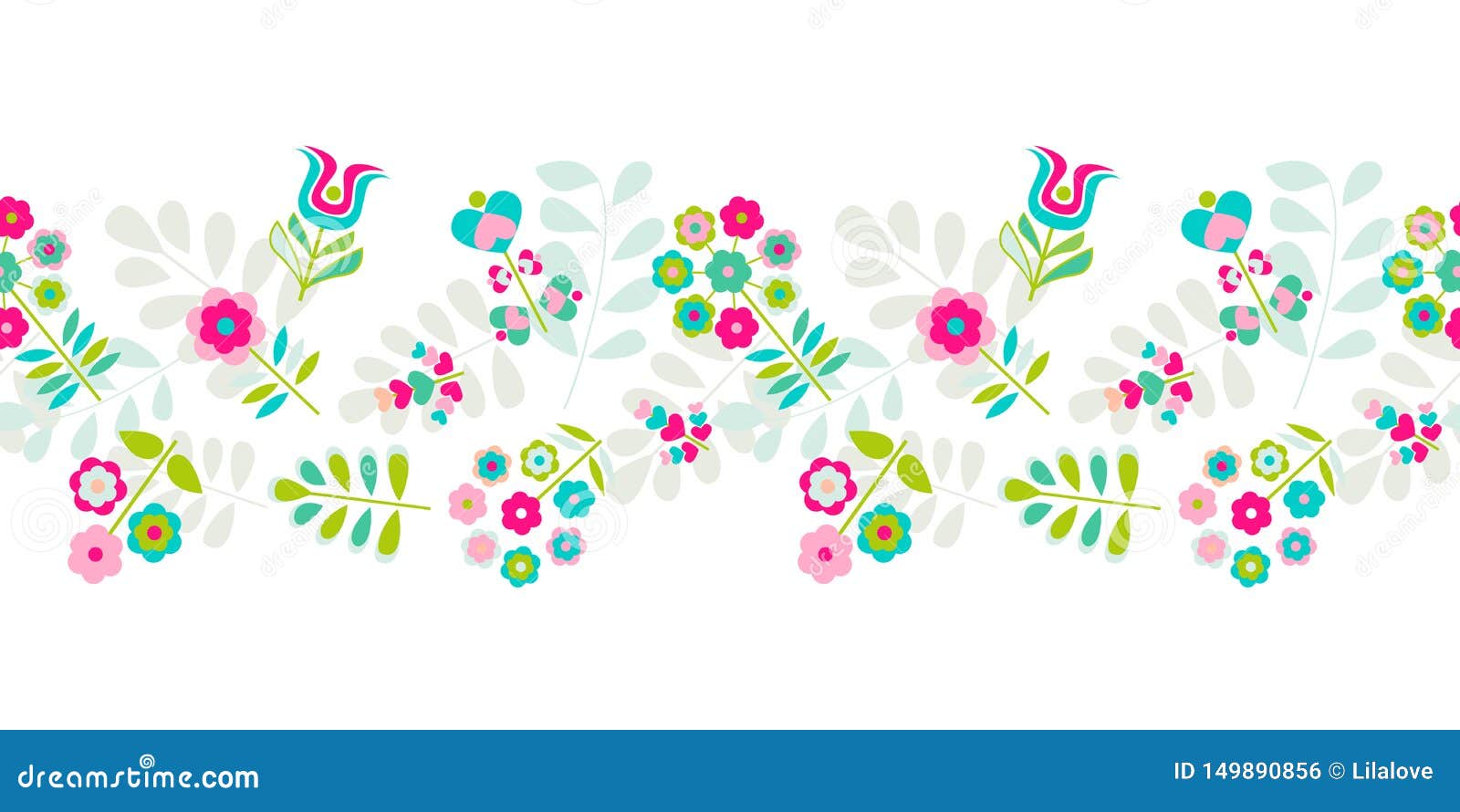 Seamless Cute Small Flower Border Pattern Stock Vector - Illustration ...