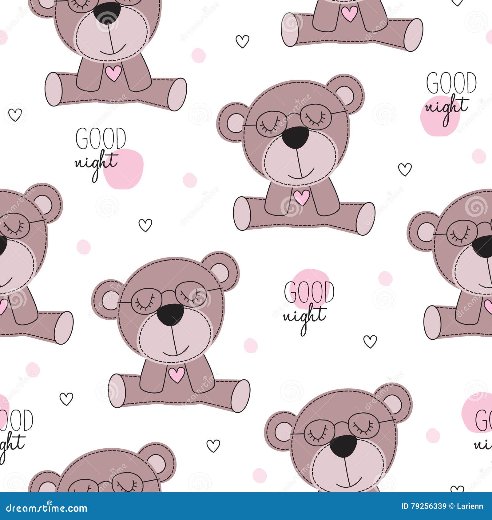 Seamless Cute Teddy Bear Pattern Vector Illustration Stock Vector ...