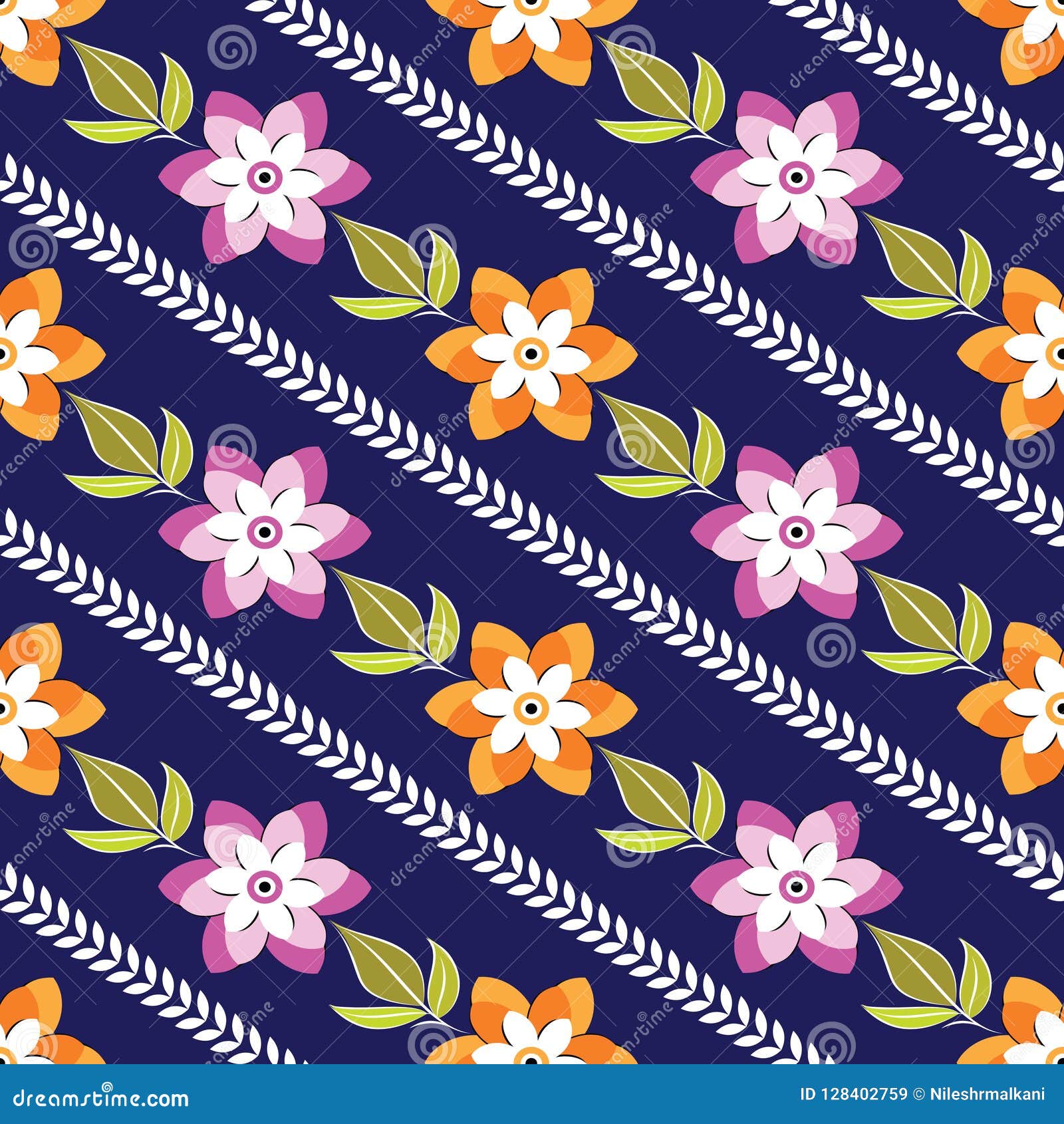 Seamless Cute Textile Flower Pattern Stock Vector - Illustration of ...