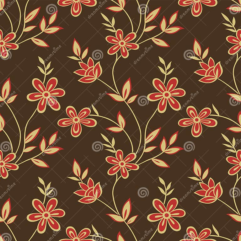 Seamless Cute Vector Flower Pattern Design Stock Vector - Illustration ...