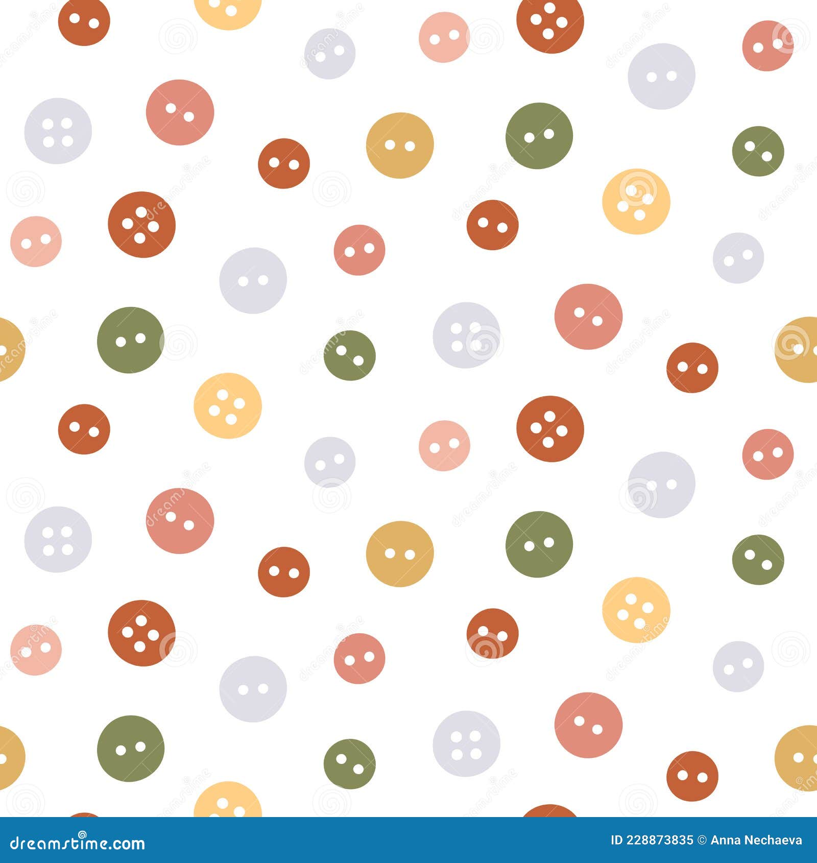 Seamless Cute Vector Pattern With Sewing Buttons In Trendy Colors Stock