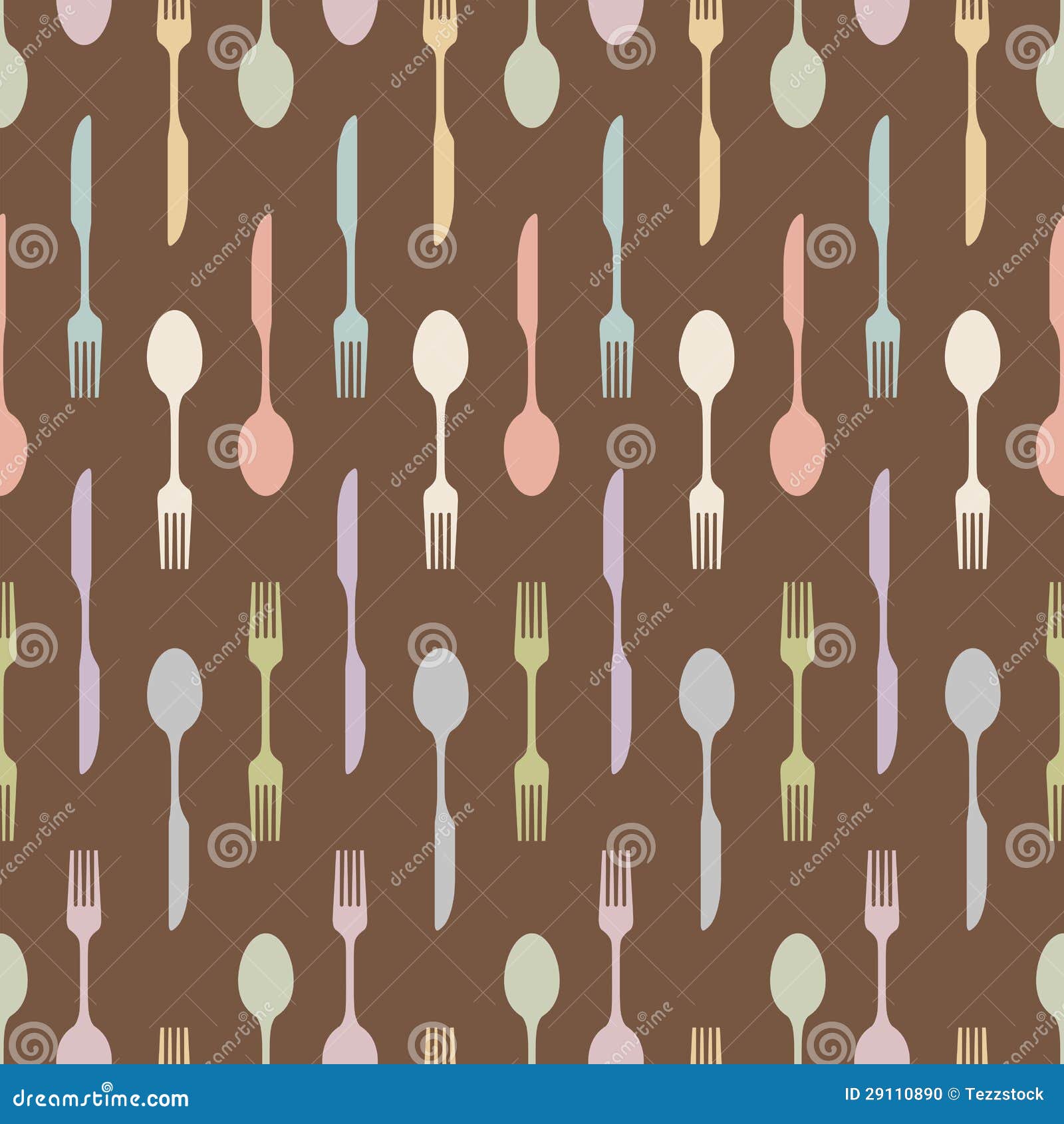 Seamless Cutlery Silverware Pattern Outline Series Cartoon Vector ...