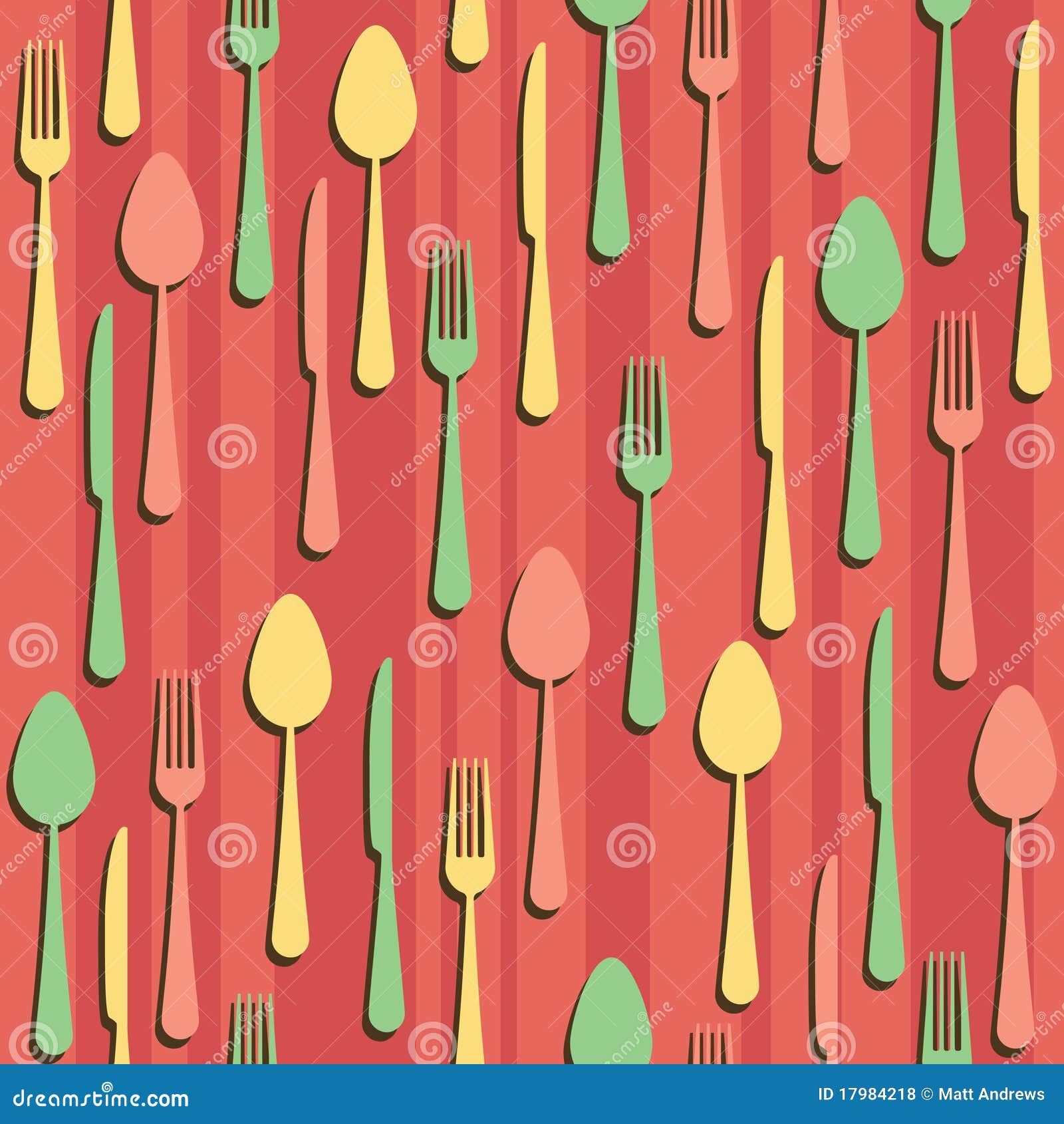 Seamless Cutlery Silverware Pattern Outline Series Cartoon Vector ...