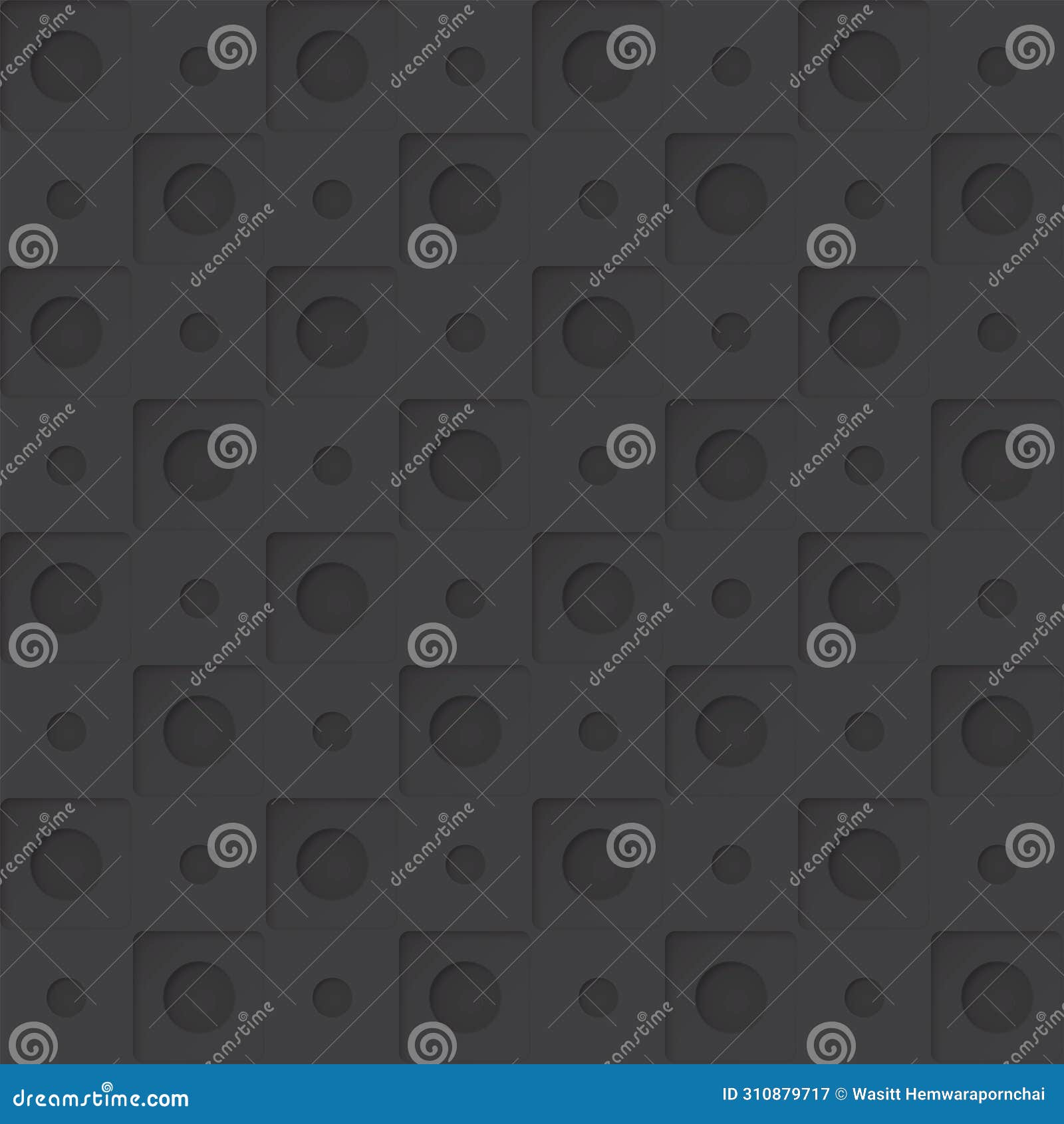 Seamless 3D Geometric Hole Pattern Paper Cut Style on Black Background ...