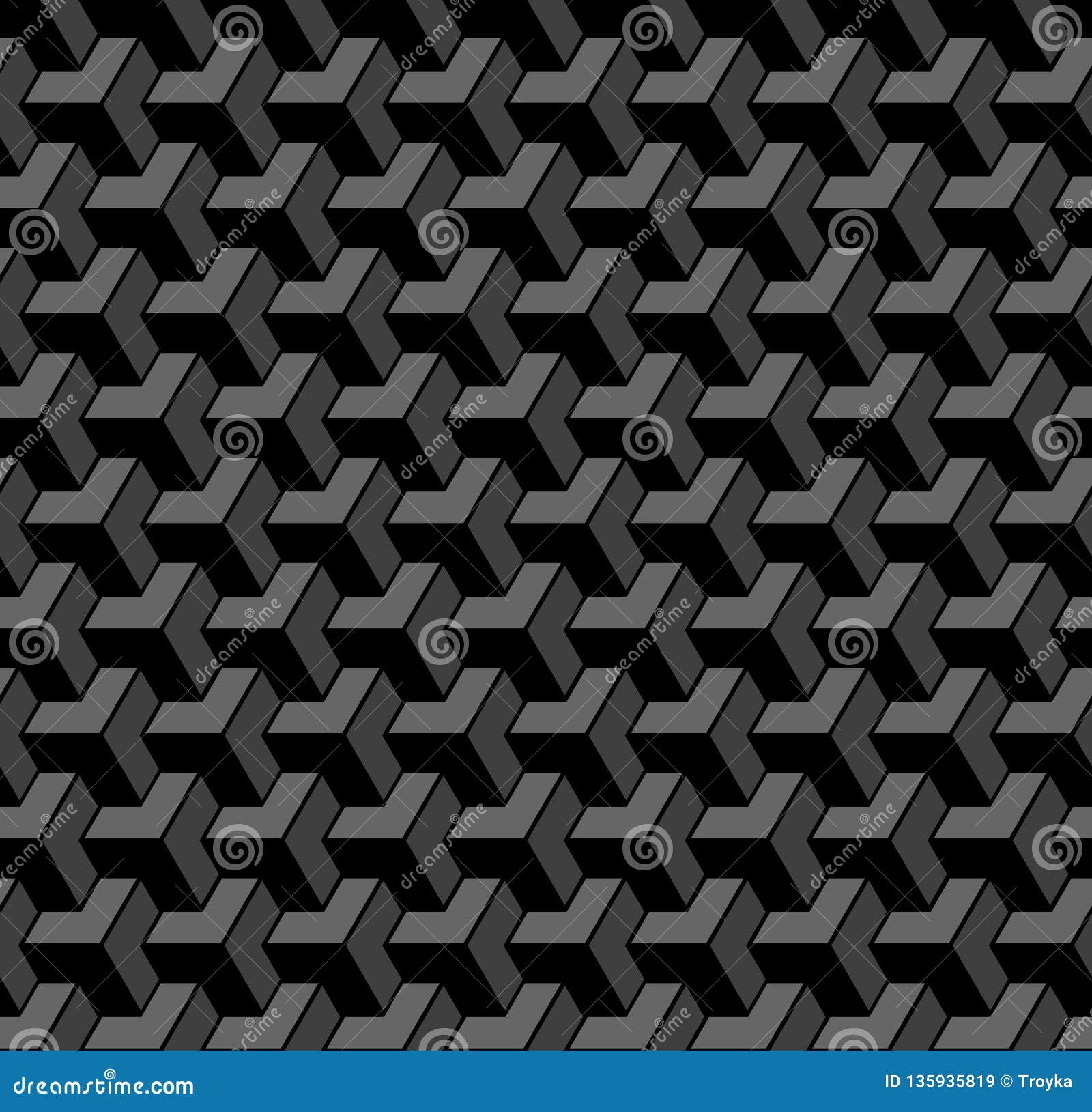 Seamless 3d Geometric Pattern. Black and Grey Background Stock Vector ...