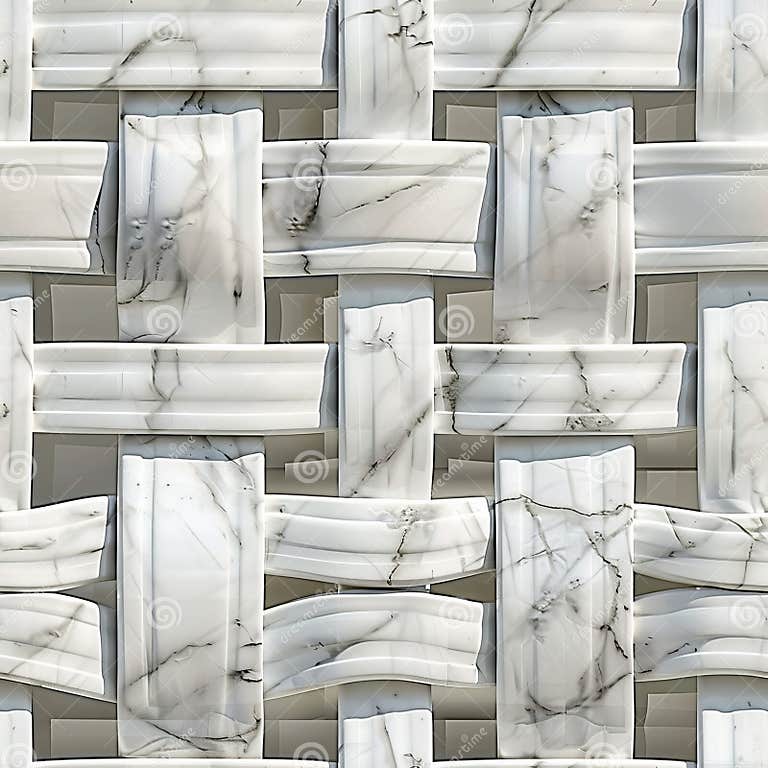 Seamless 3D Pattern, Interwoven Marble Tiles, Luxurious Interior Design ...