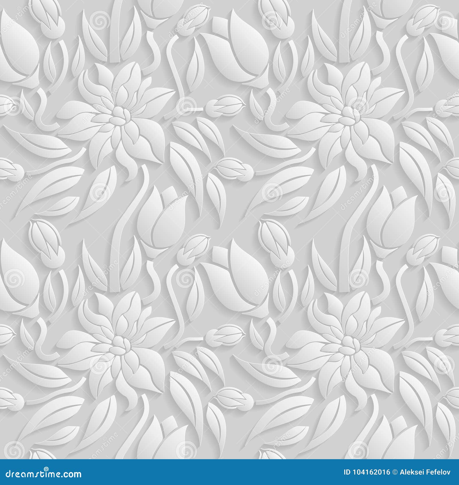 Seamless 3D White Floral Pattern, Vector. Endless Texture Can Be Used ...