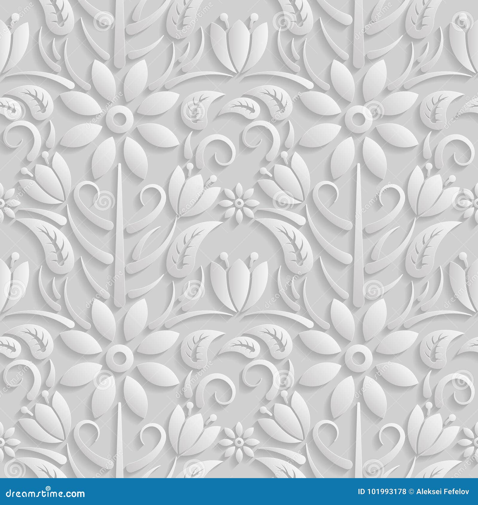 Seamless 3D White Pattern, Natural Floral Pattern, . Endless Texture ...