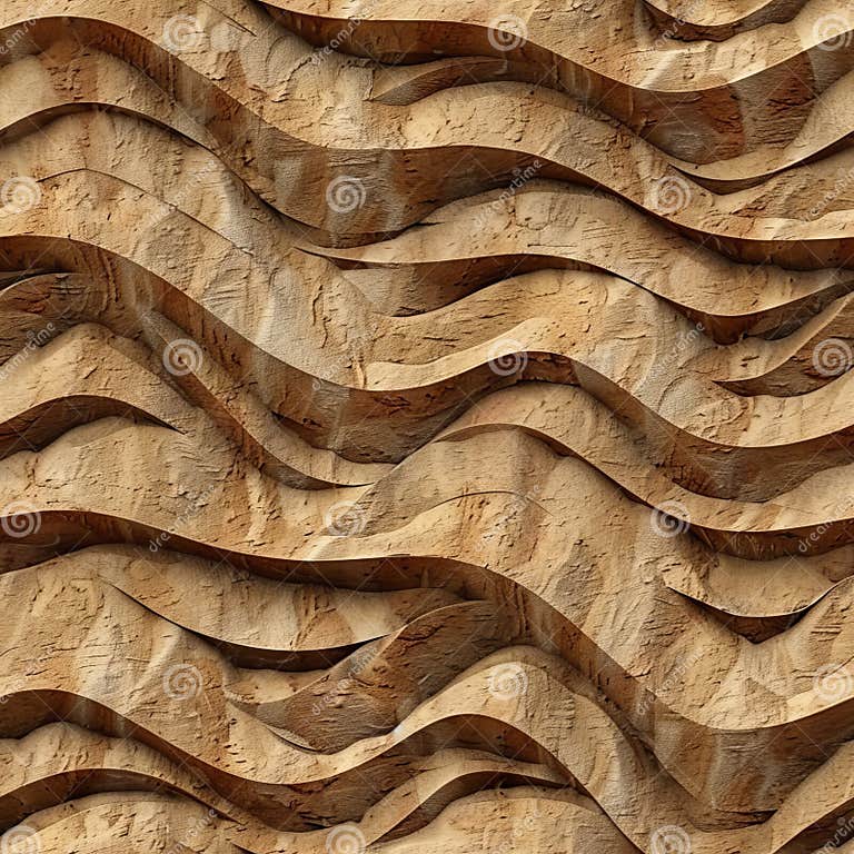 Seamless 3D Wood Wave Pattern, Carving Texture, Abstract Background ...