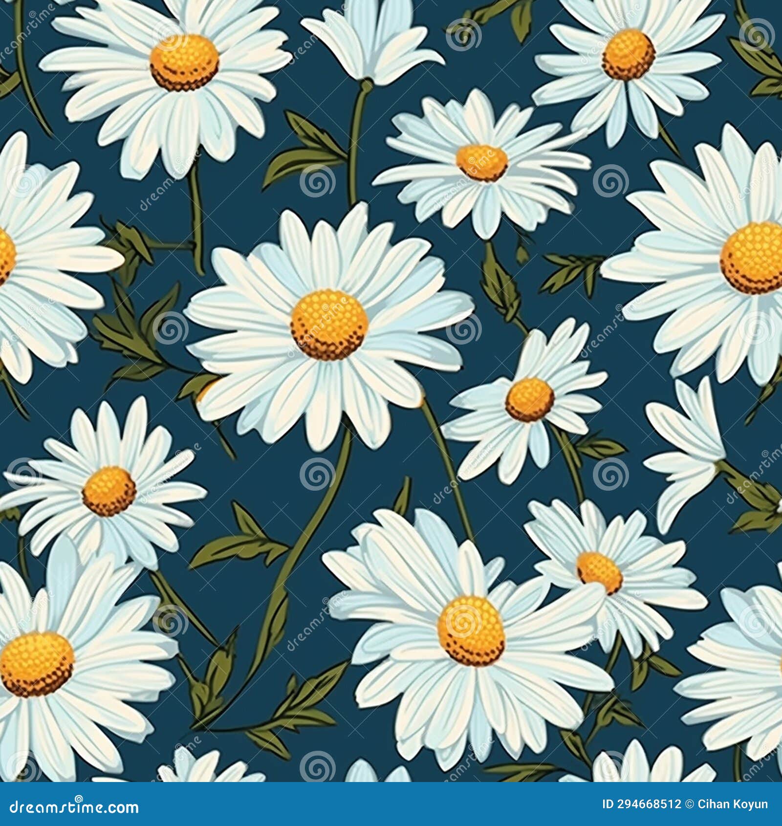 Seamless Daisy Backdrop for Eye-catching Design Stock Illustration ...