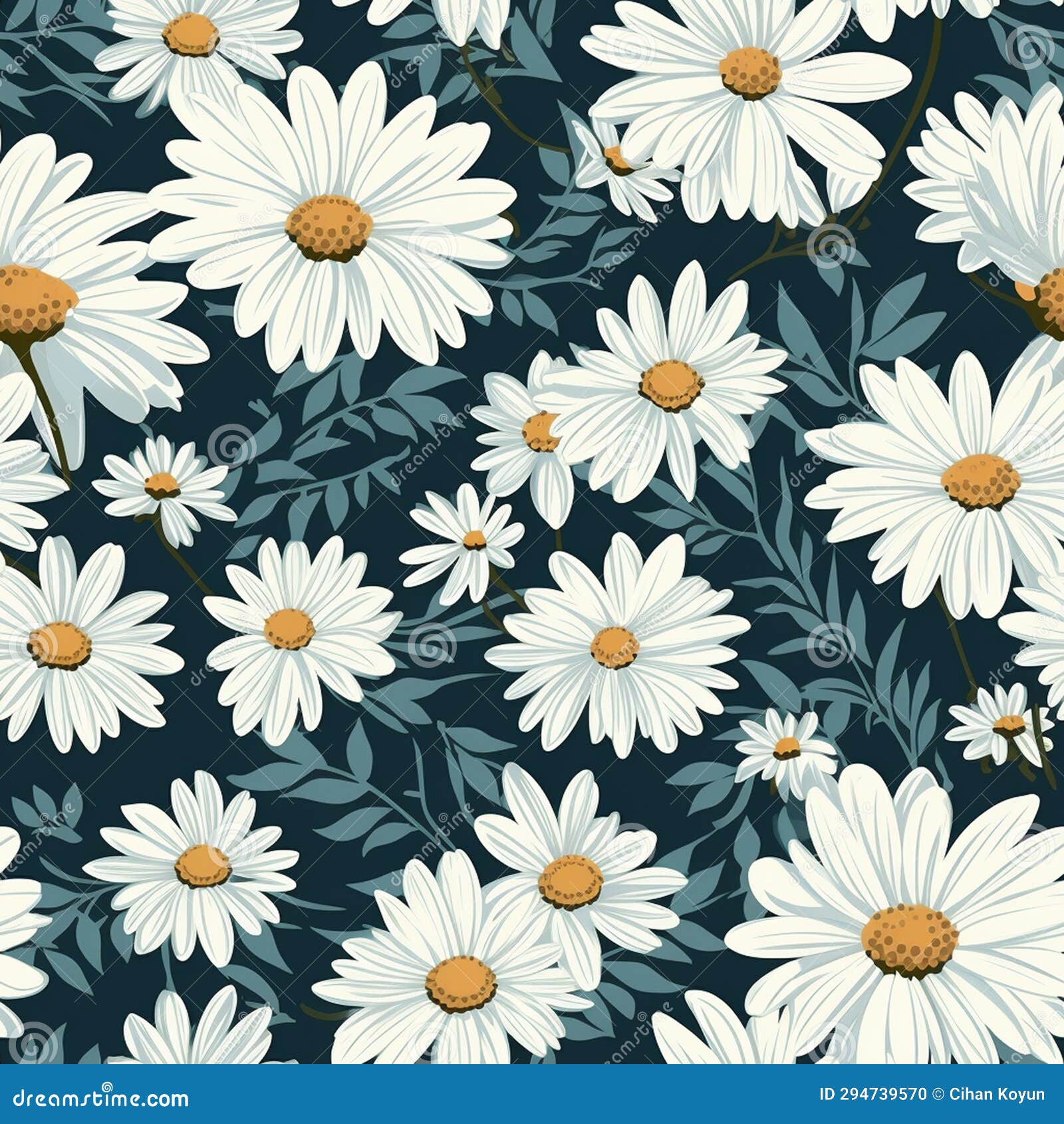 Seamless Daisy Banner for Social Media Banner Stock Illustration ...