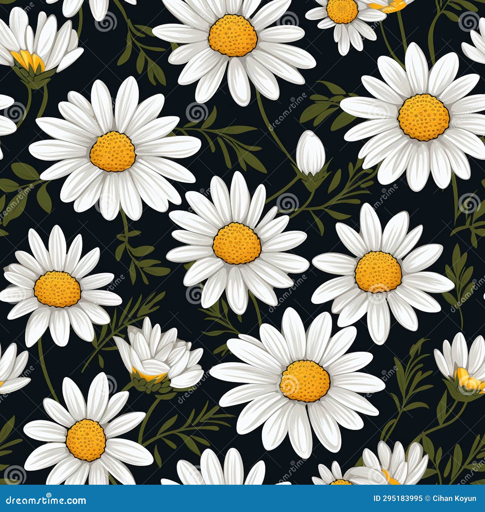 Seamless Daisy Digital Art for Creative Expression Stock Illustration ...