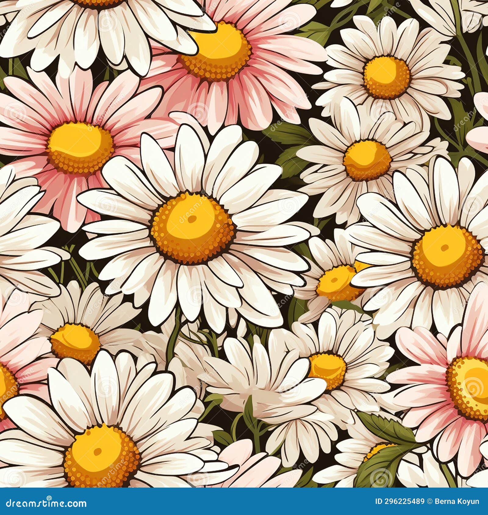 Seamless Daisy Greeting Card Design for Thoughtful Message Stock ...