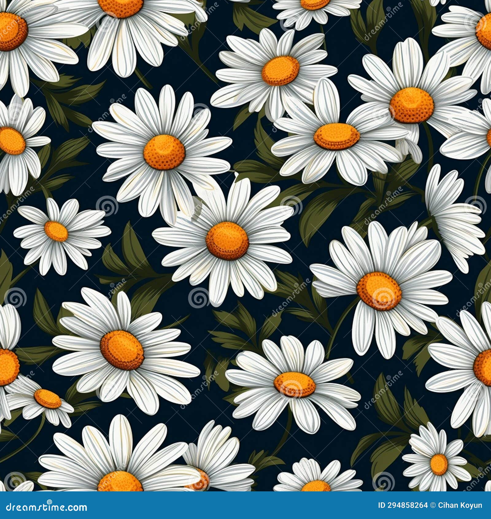 Seamless Daisy Mural for Wallpaper Mural Stock Illustration ...