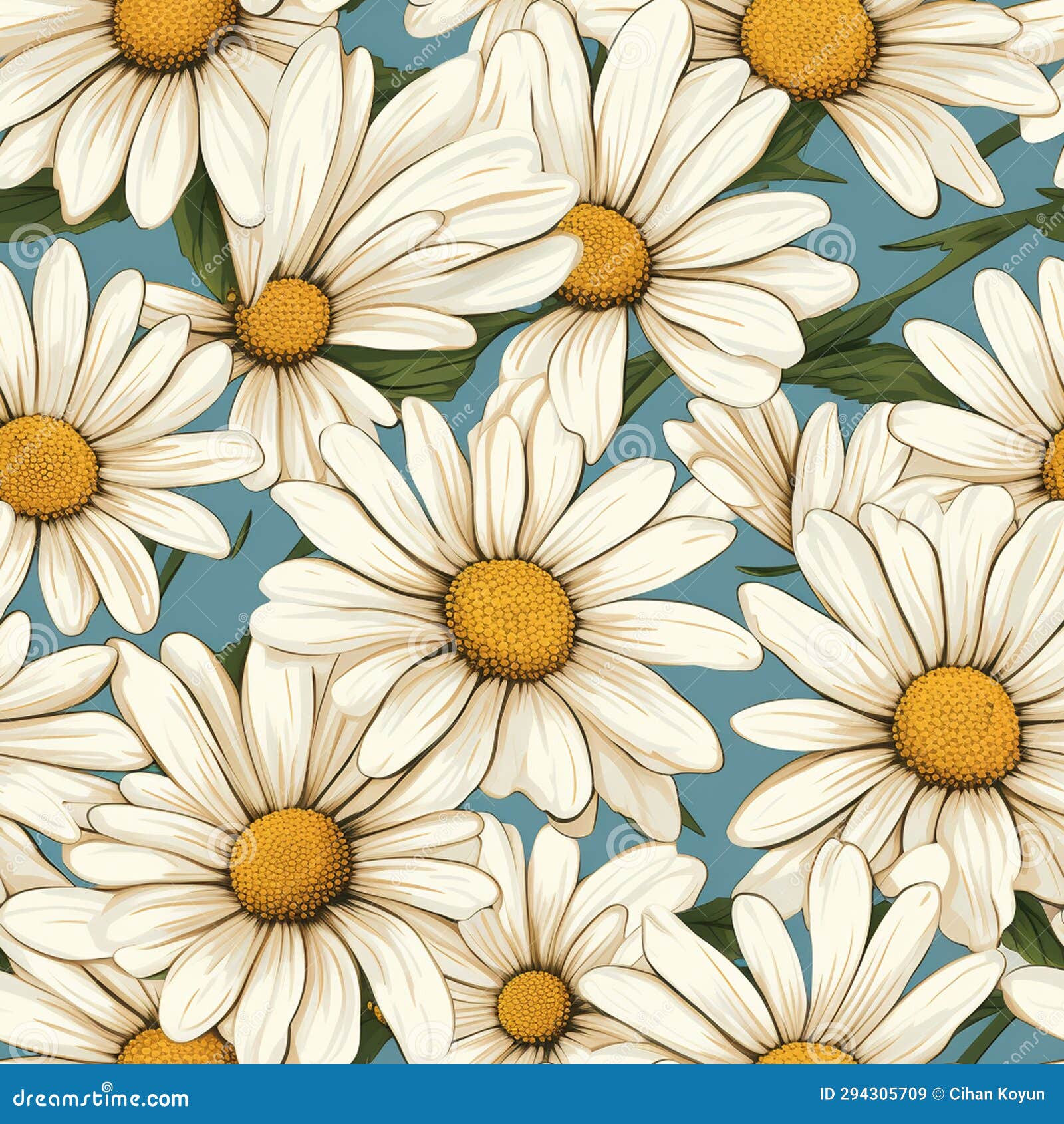 Seamless Daisy Mural for Wallpaper Mural Stock Illustration ...