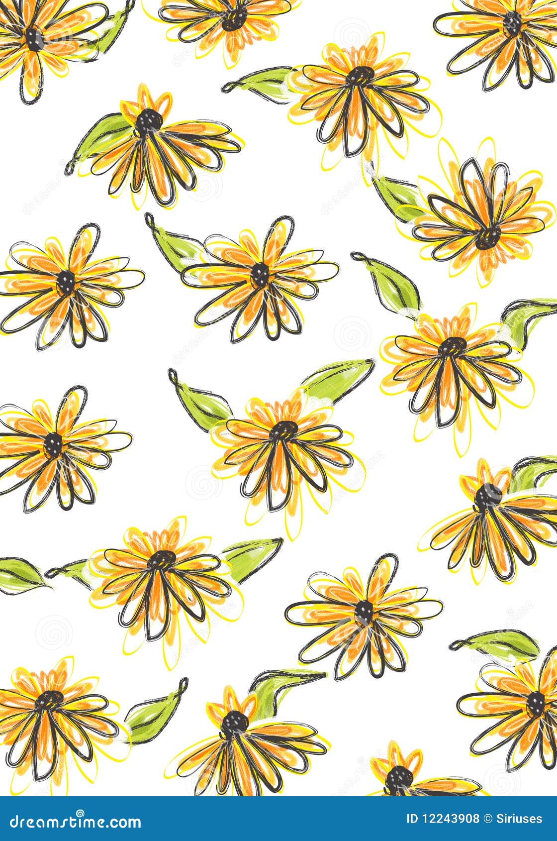 Seamless daisy pattern stock illustration. Illustration of curl - 12243908