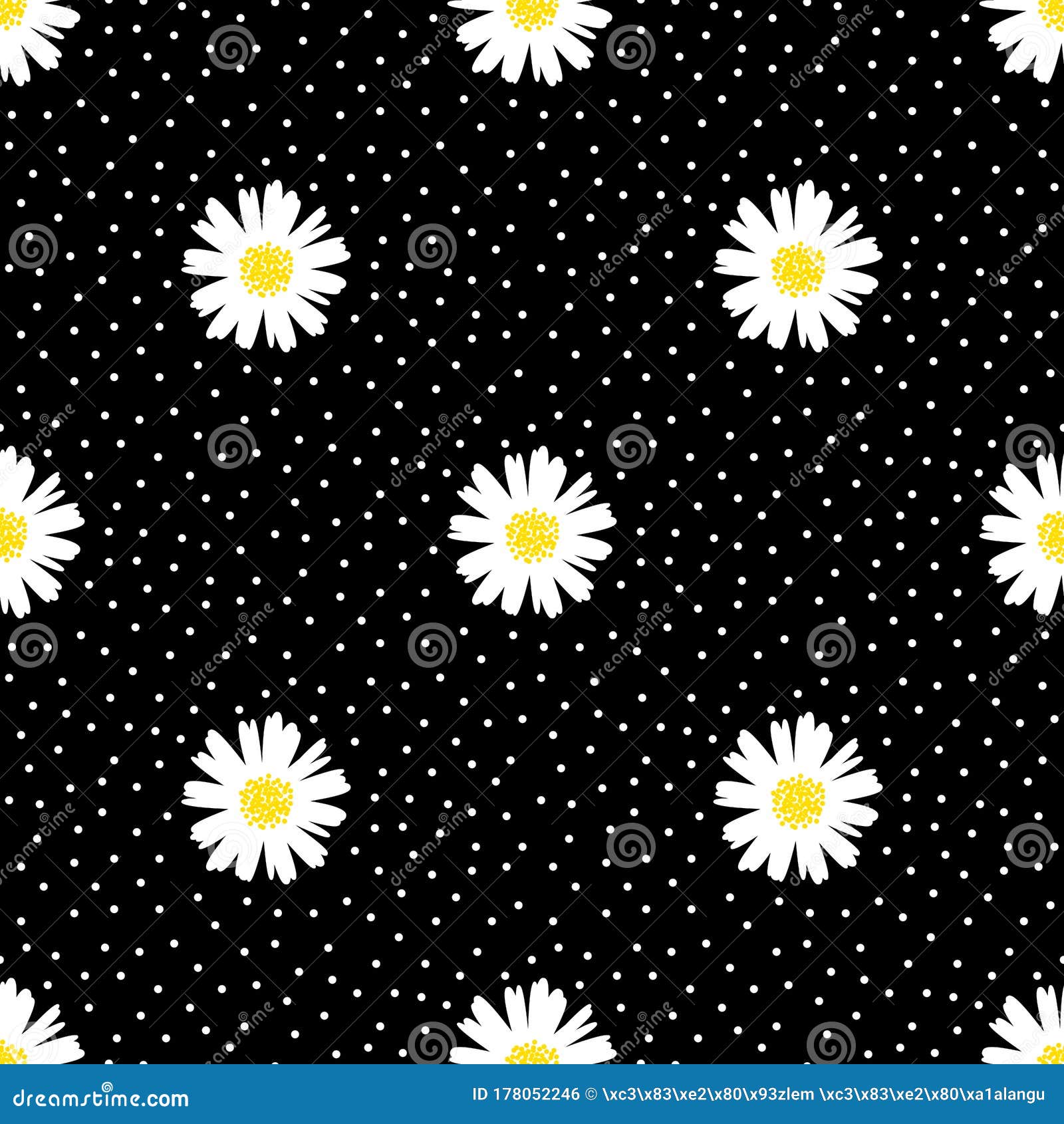 Seamless Daisy Pattern and Background Vector Illustration Stock ...