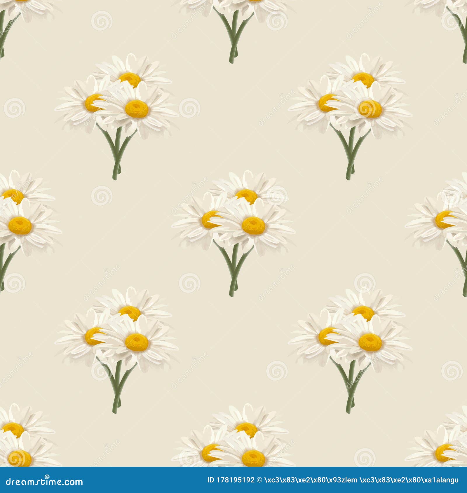 Seamless Daisy Pattern and Background Vector Illustration Stock Vector ...