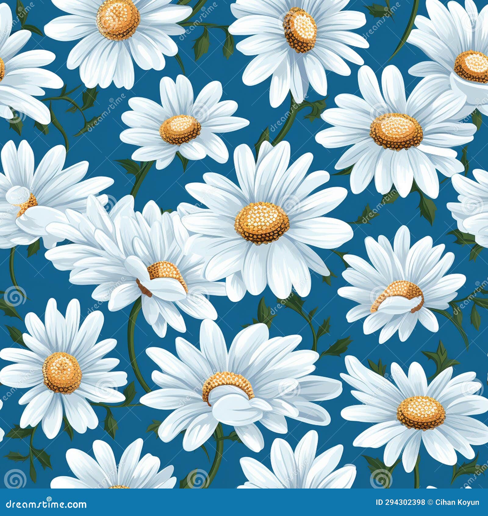 Seamless Daisy Pattern for Fabric Print Stock Illustration ...