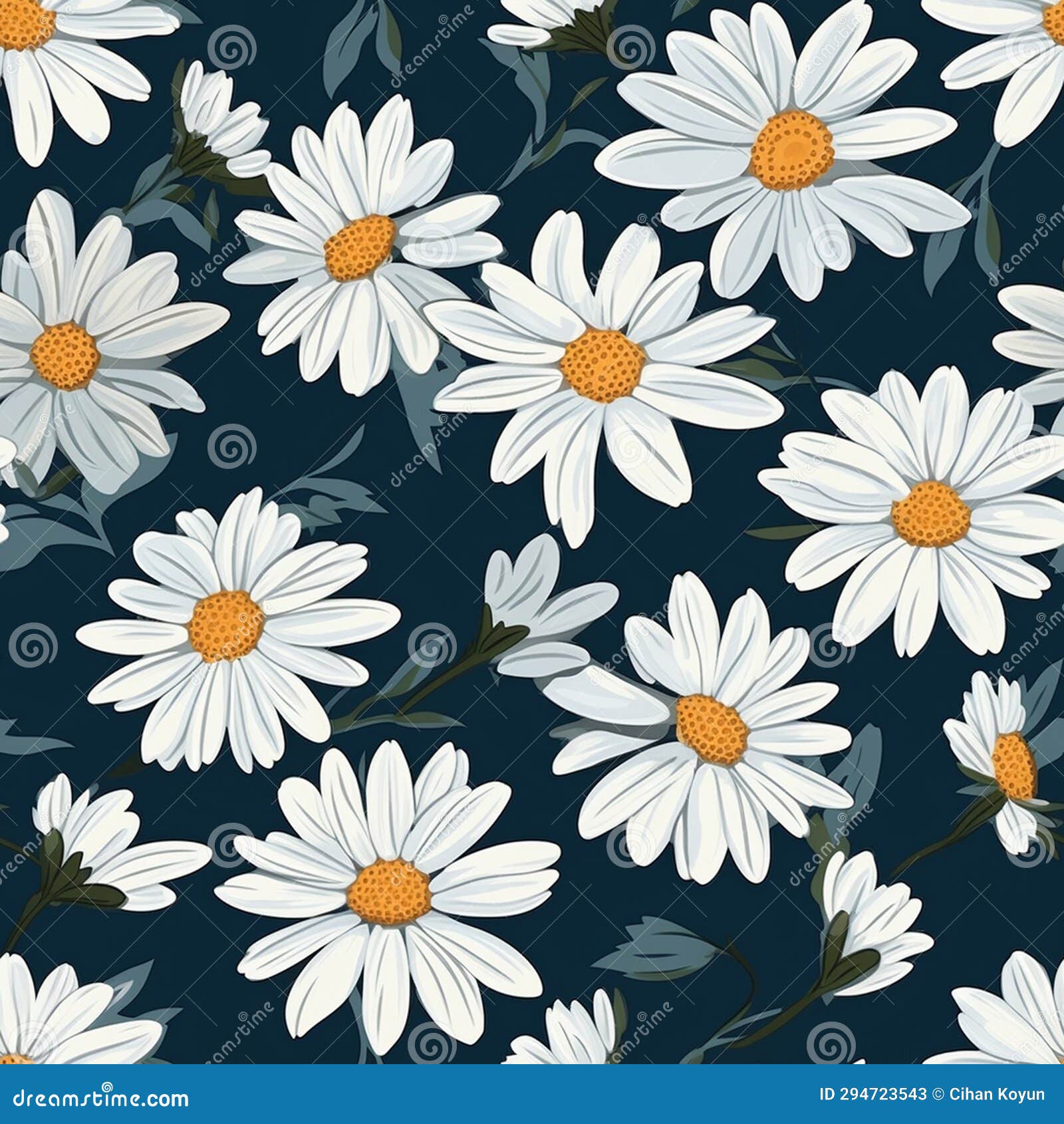 Seamless Daisy Pattern for Greeting Card Stock Illustration ...