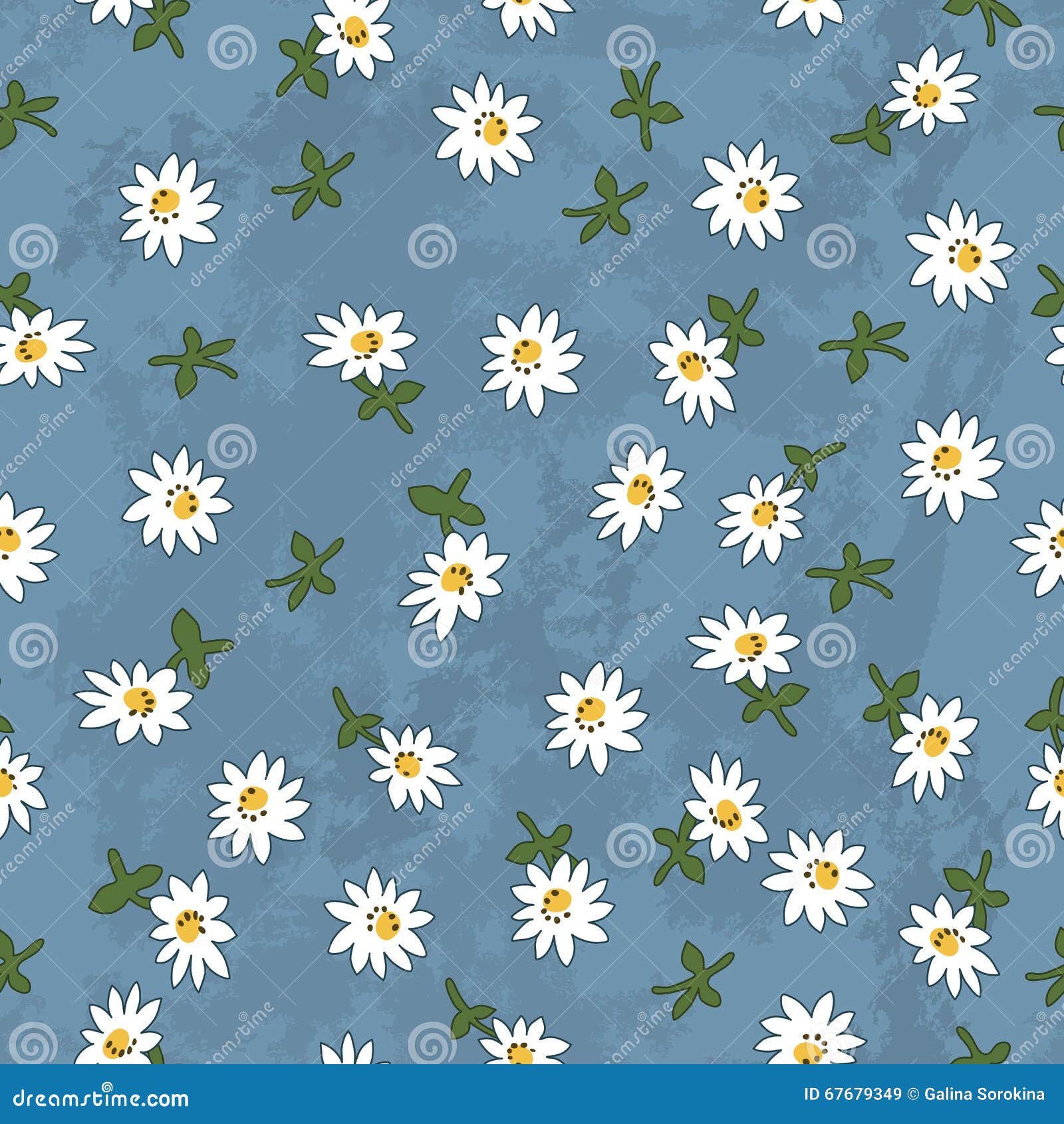 Seamless Daisy Pattern on Navy Grunge Background Stock Vector ...