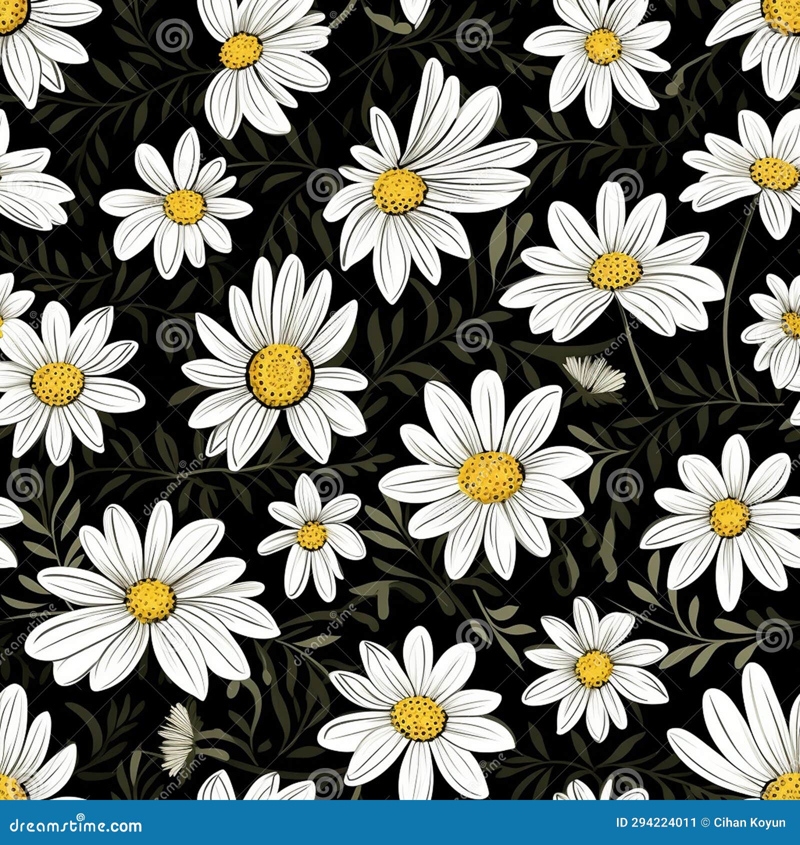 Seamless Daisy Pattern for Wallpaper Mural Stock Illustration ...