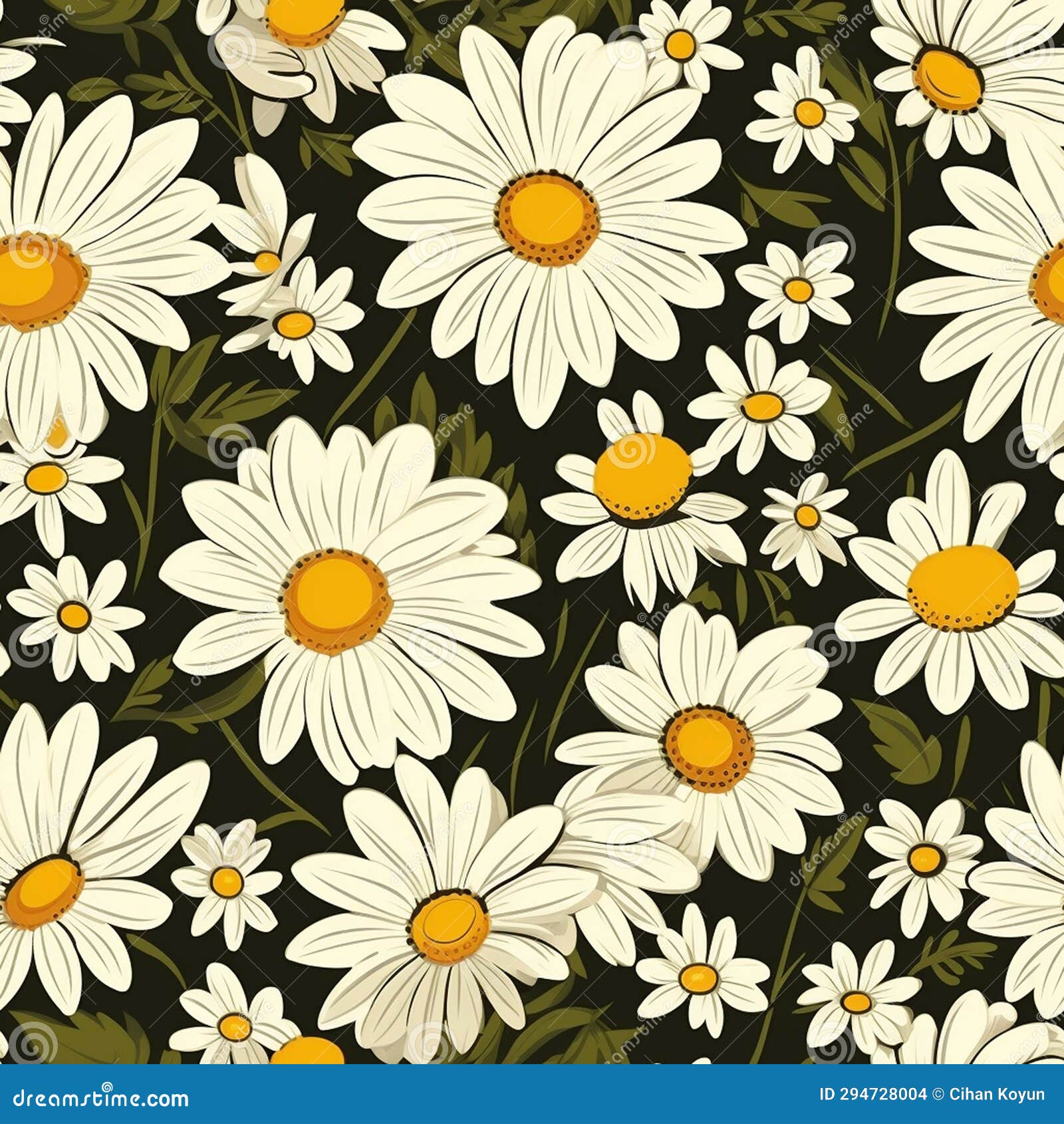 Seamless Daisy Pattern for Wallpaper Mural Stock Illustration ...